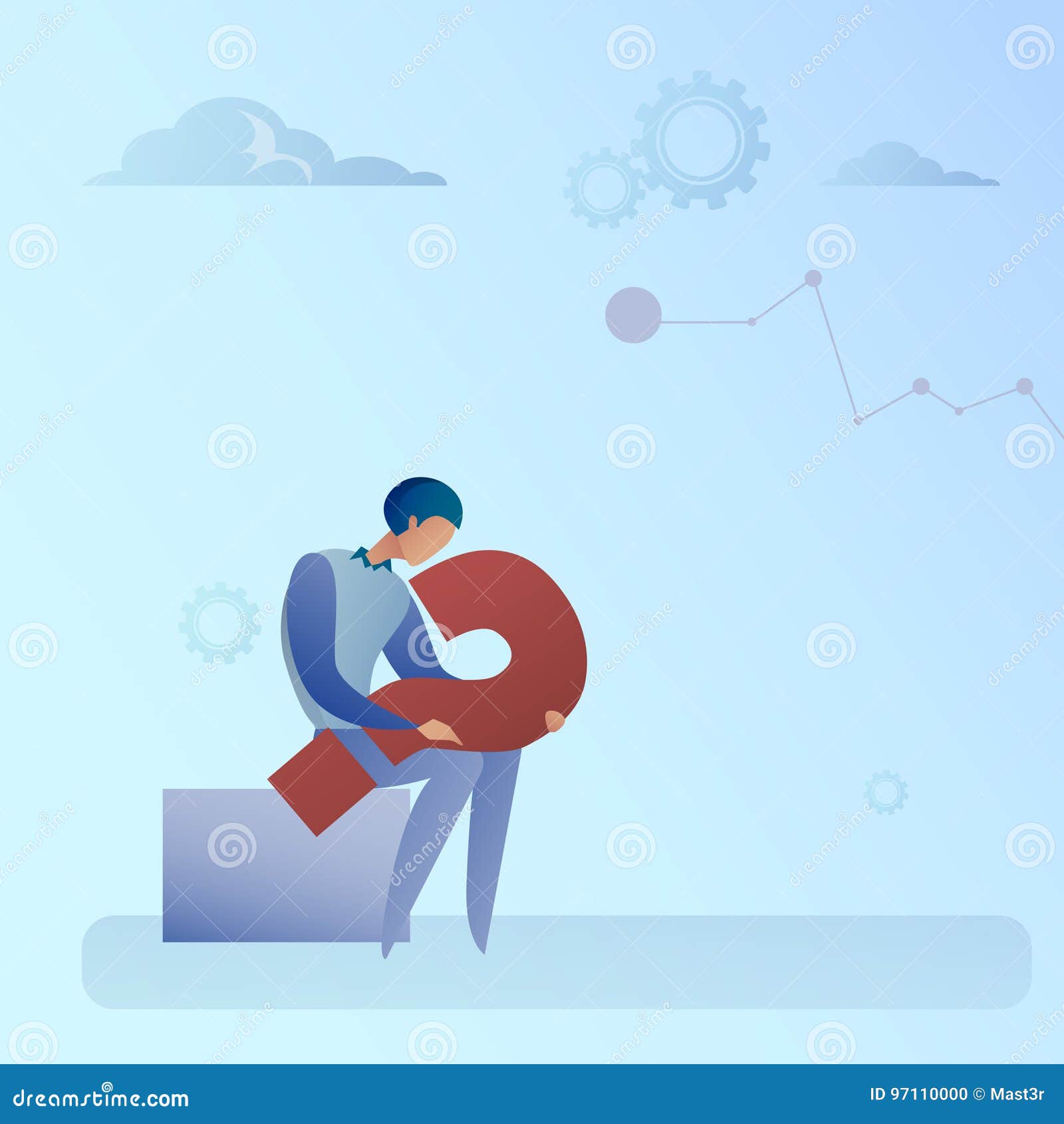 Business Man with Question Mark Pondering Problem Concept Stock Vector ...