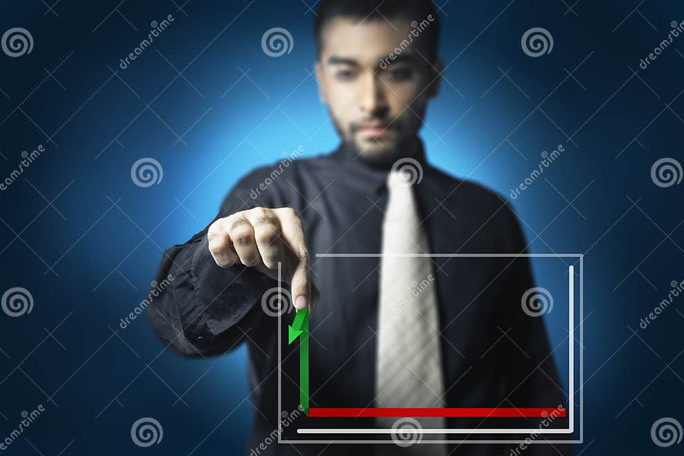 Business Man Raise Falling Graph Stock Image - Image of cyberspace ...