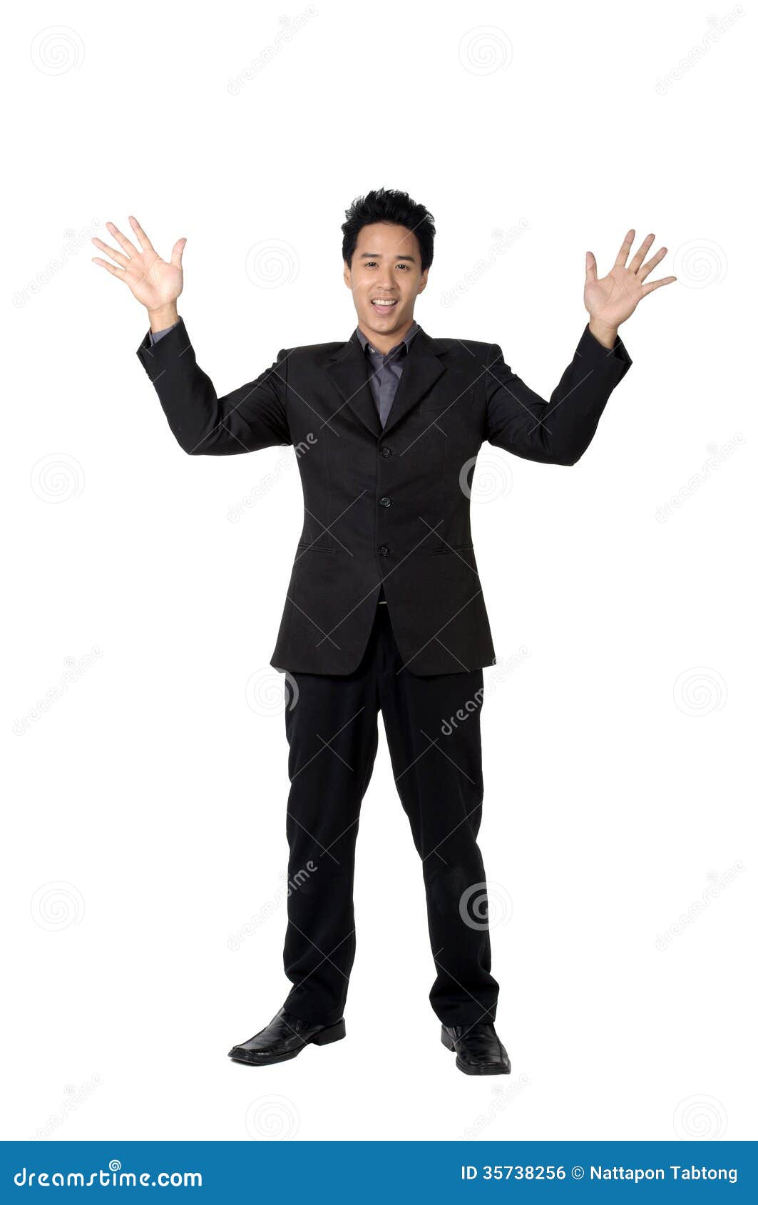 Business Man Raise One S Hand Isolated Stock Photo - Image of suit ...