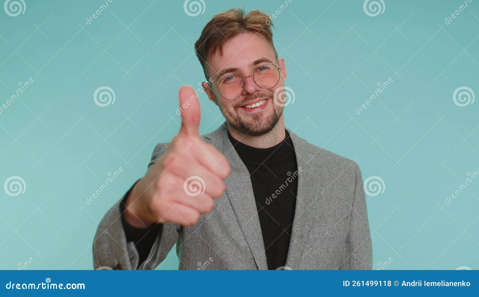Business Man Raises Thumbs Up Agrees Or Gives Positive Reply Recommends