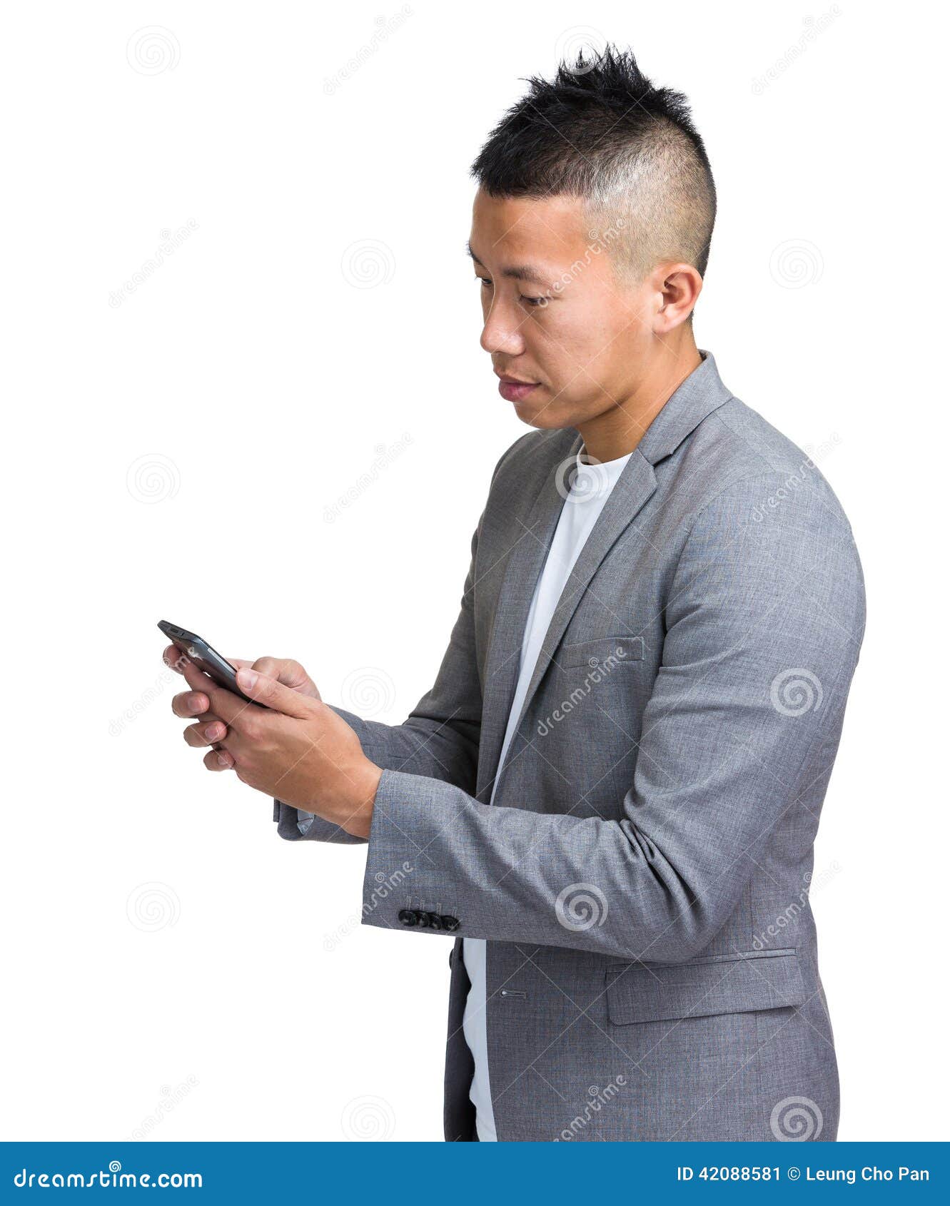 Business Man Read Text Message Stock Image - Image of media, electronic ...