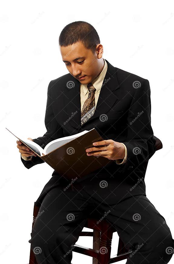 Business Man Reading Book stock image. Image of suit - 13400629