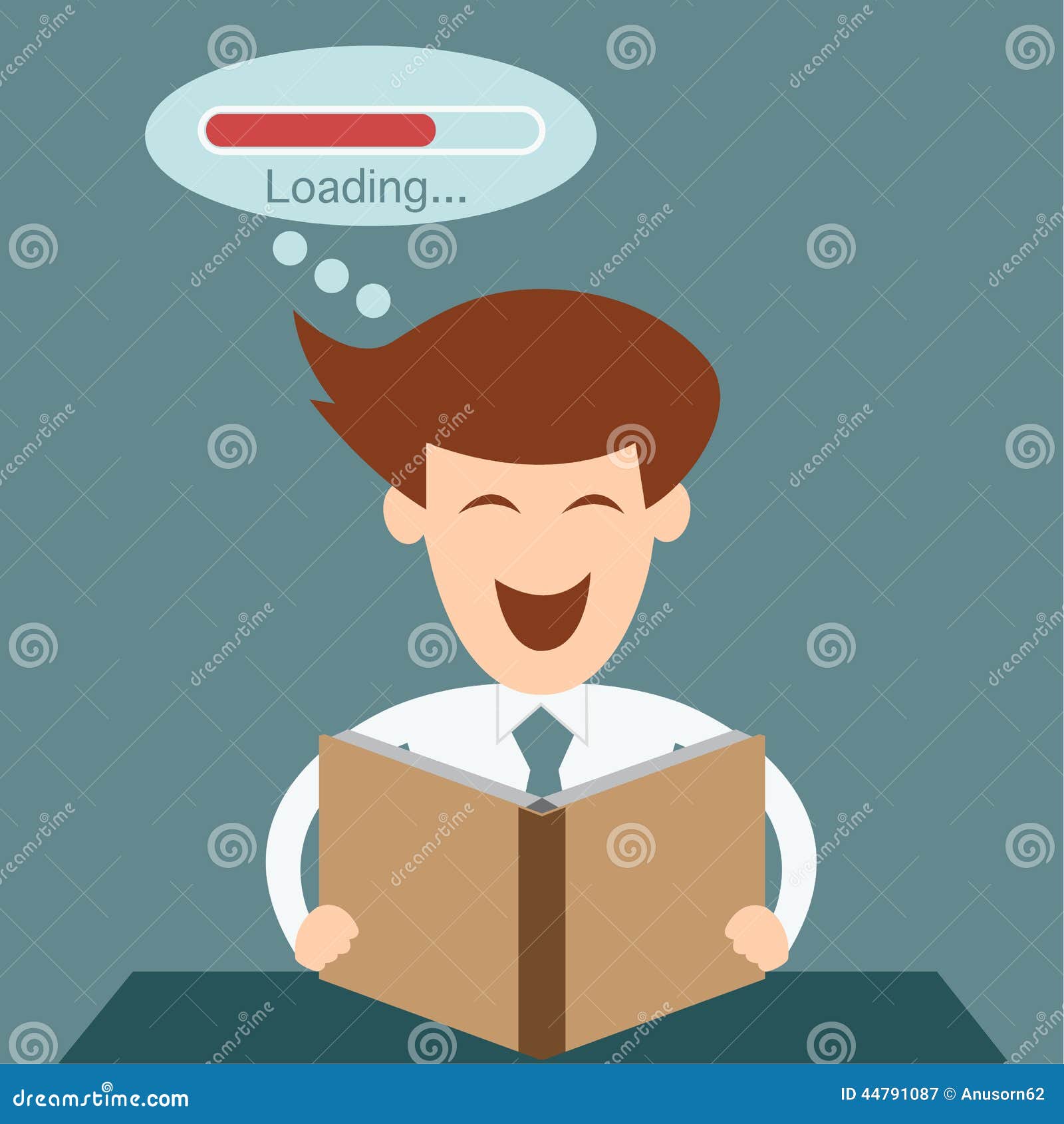 Business Man Reading Book As a Download Data Stock Illustration ...