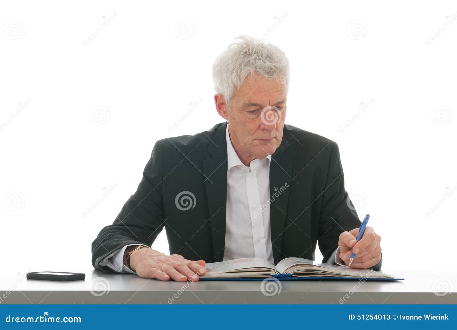 Business Man Reading a Manual Stock Image - Image of book, brown: 51254013