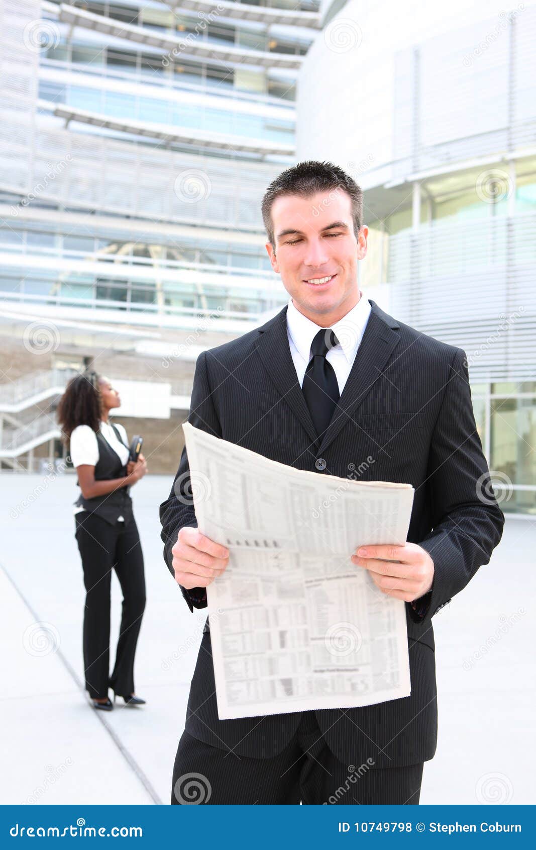 Business Man Reading Newspaper Stock Photo - Image of diversity ...