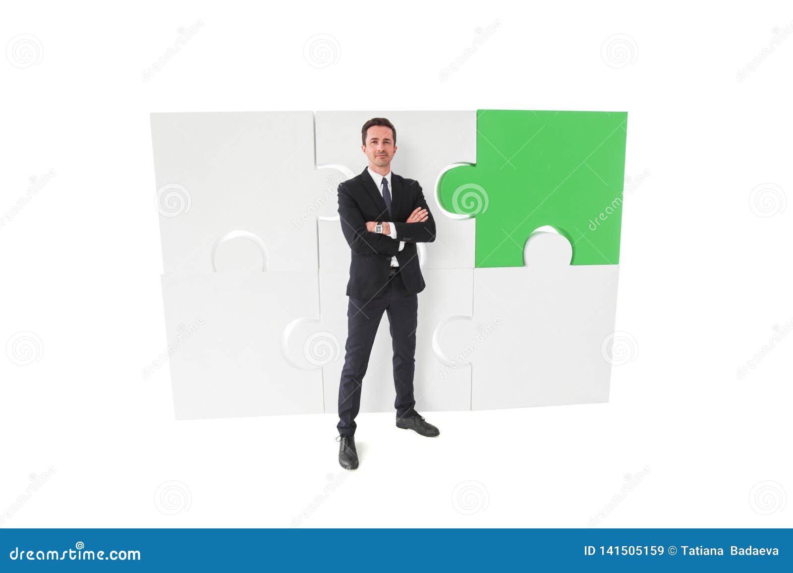 Business Man and Ready Puzzle Stock Image - Image of businessman ...