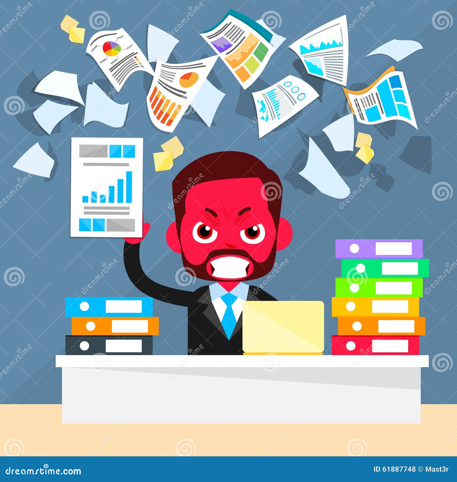 Business Man Red Face Problem, Throw Papers Stock Vector - Illustration ...