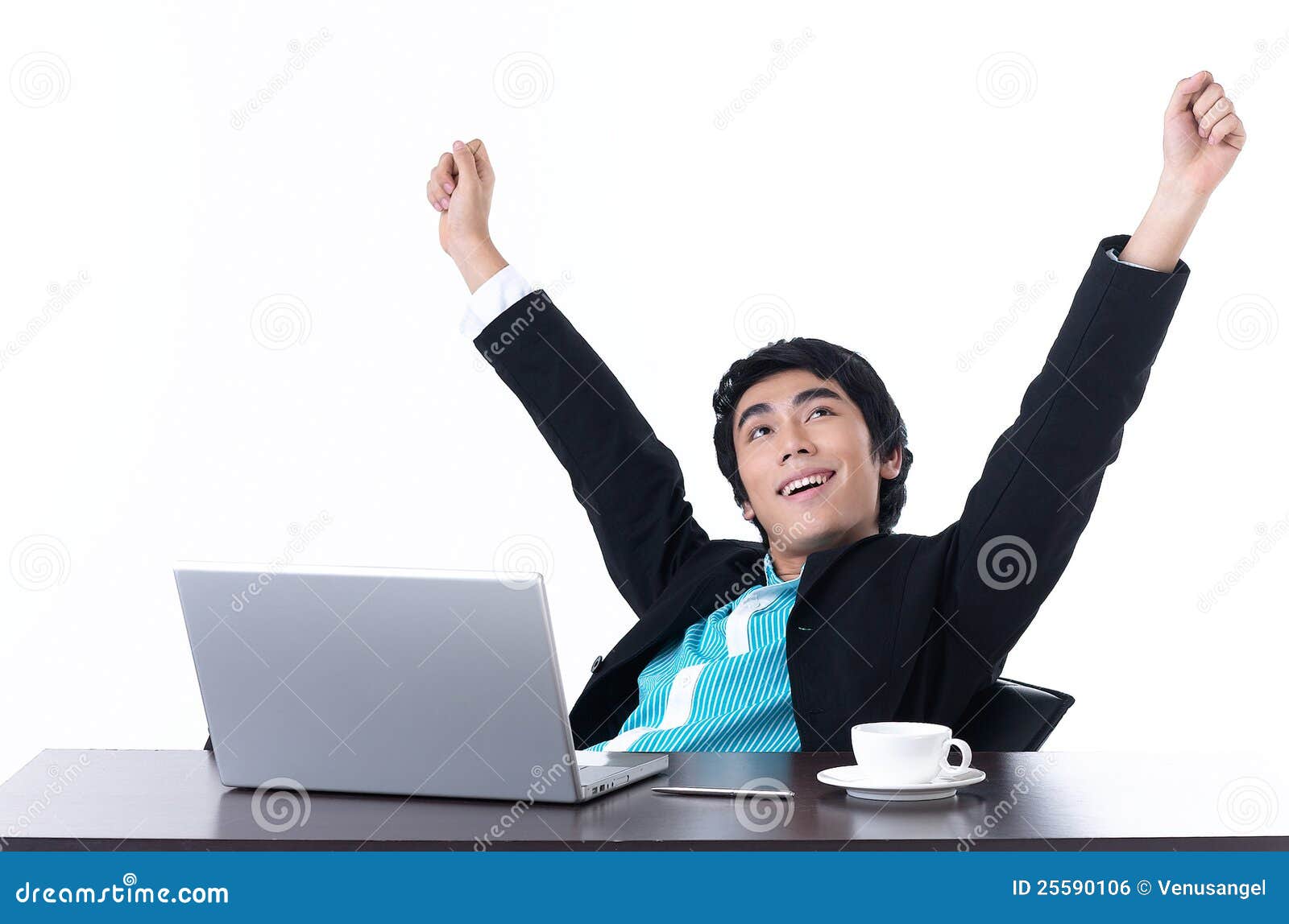 Business Man Relax with Happily after Working Stock Photo - Image of ...