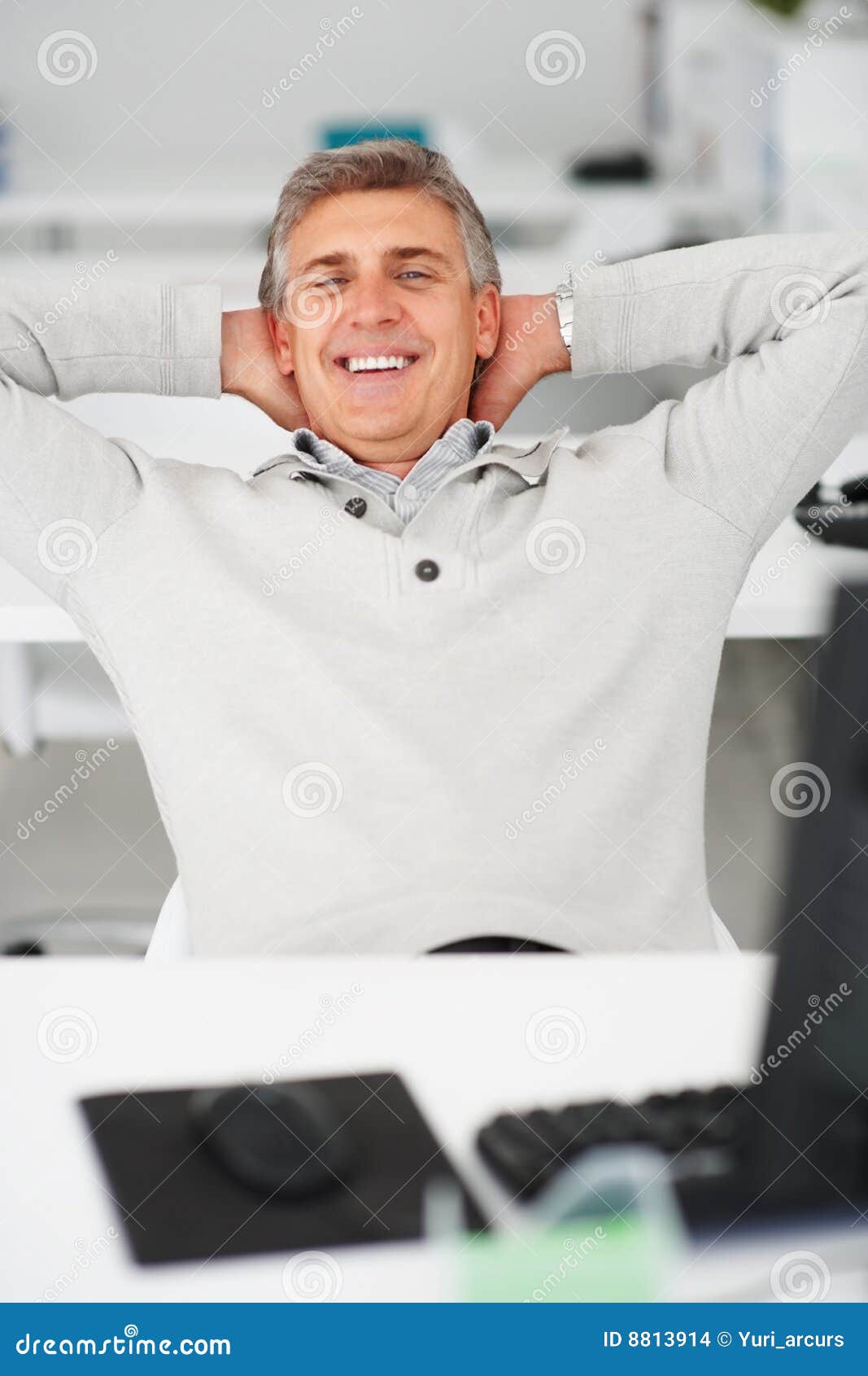 Business Man Relaxing on a Office Desk Stock Photo - Image of person ...