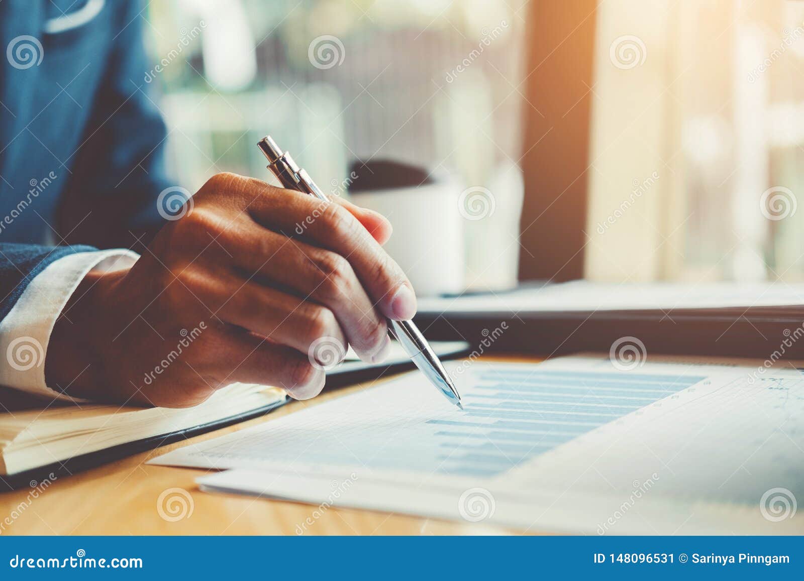 Business Man with Report Chart in Office Planning New Business Project ...