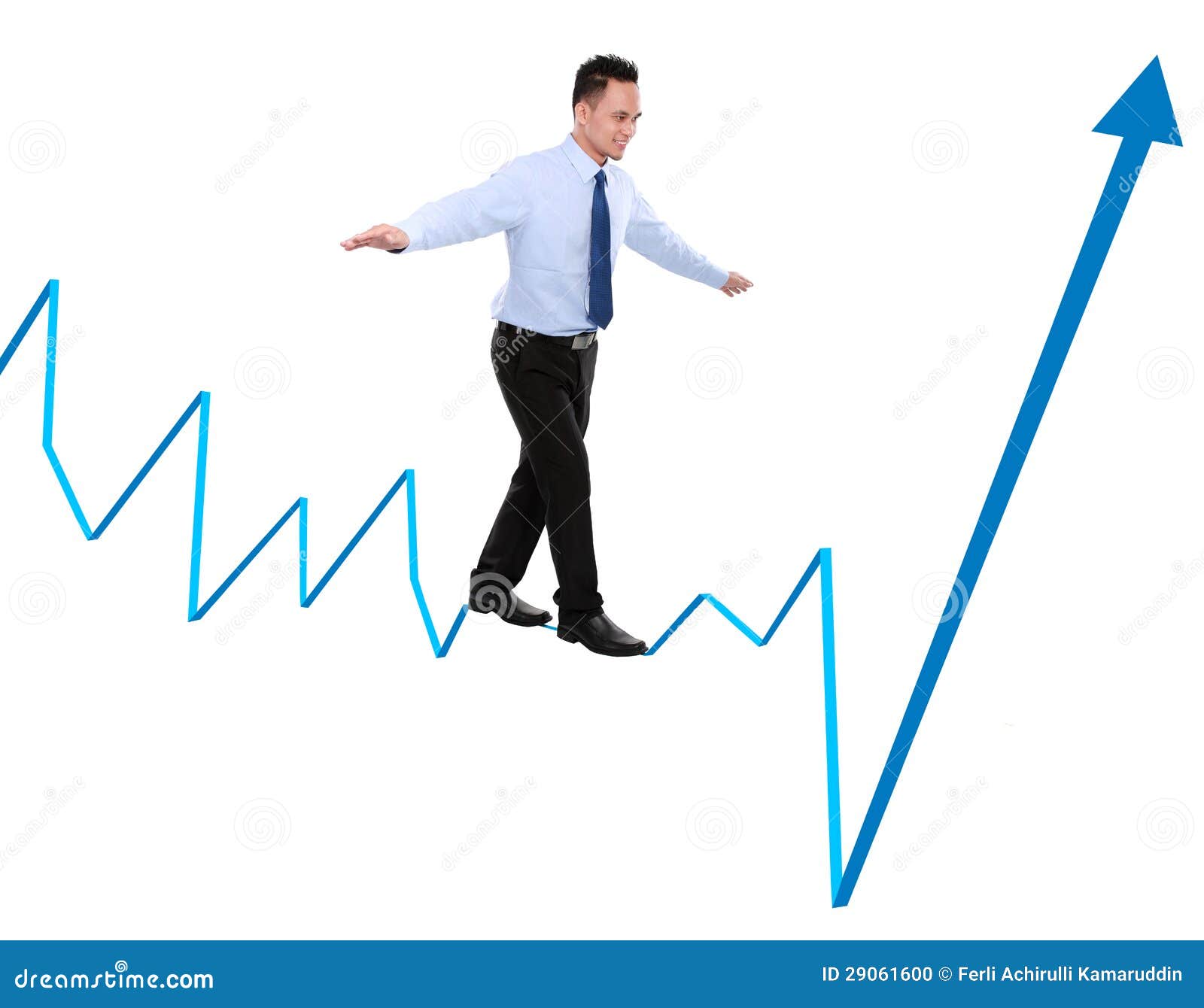 Business Man on Rope Balancing Stock Photo - Image of happy, color ...