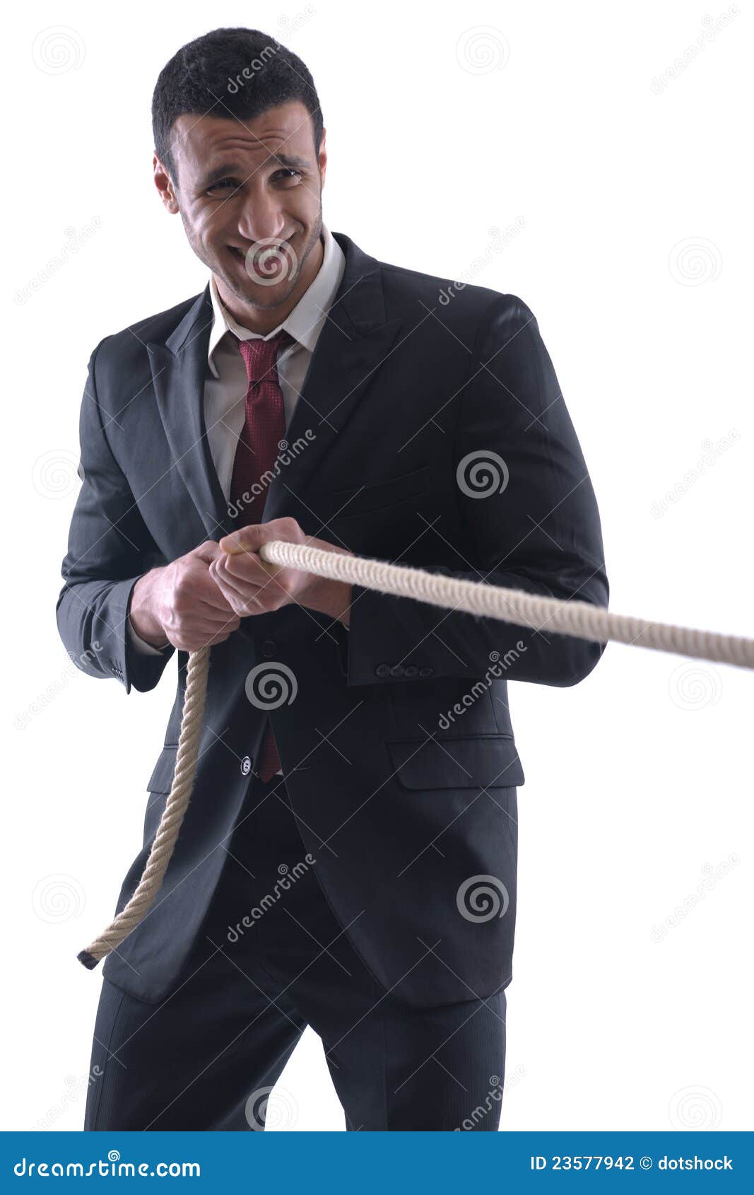 Business Man with Rope Isolated on White Stock Photo - Image of ...