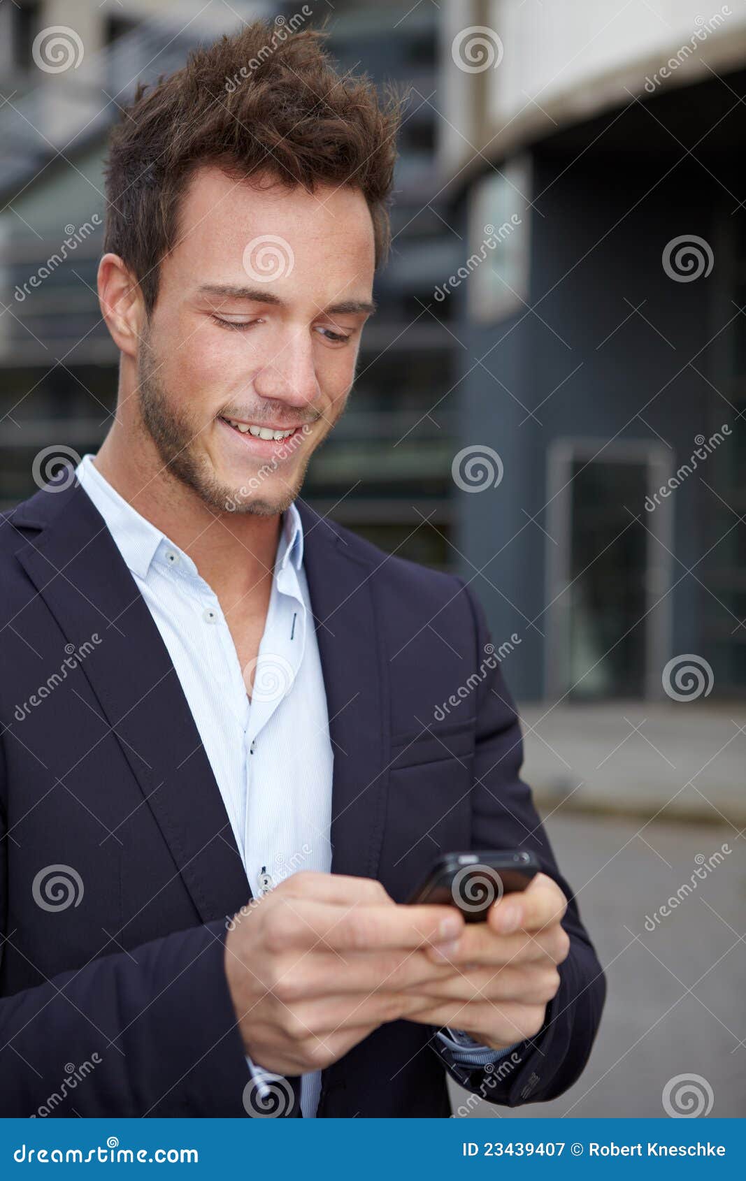Business Man on the Run Checking Stock Image - Image of cell, online ...