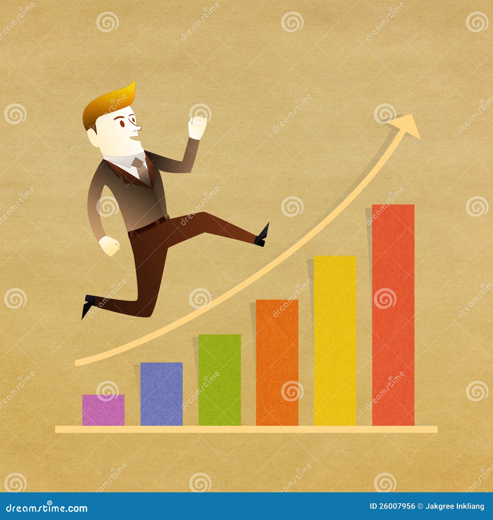 Business man run on graph stock illustration. Illustration of road ...