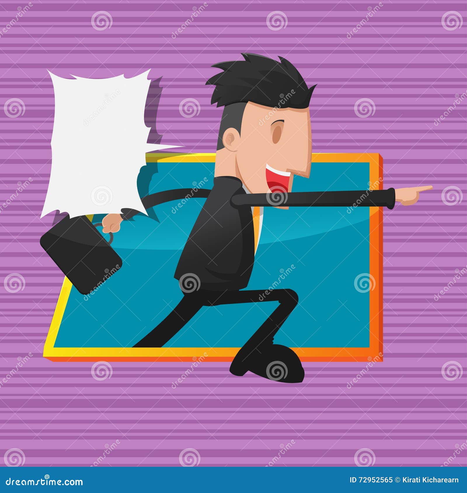 Business Man Run Inside Cartoon Frame Vector Stock Illustration ...