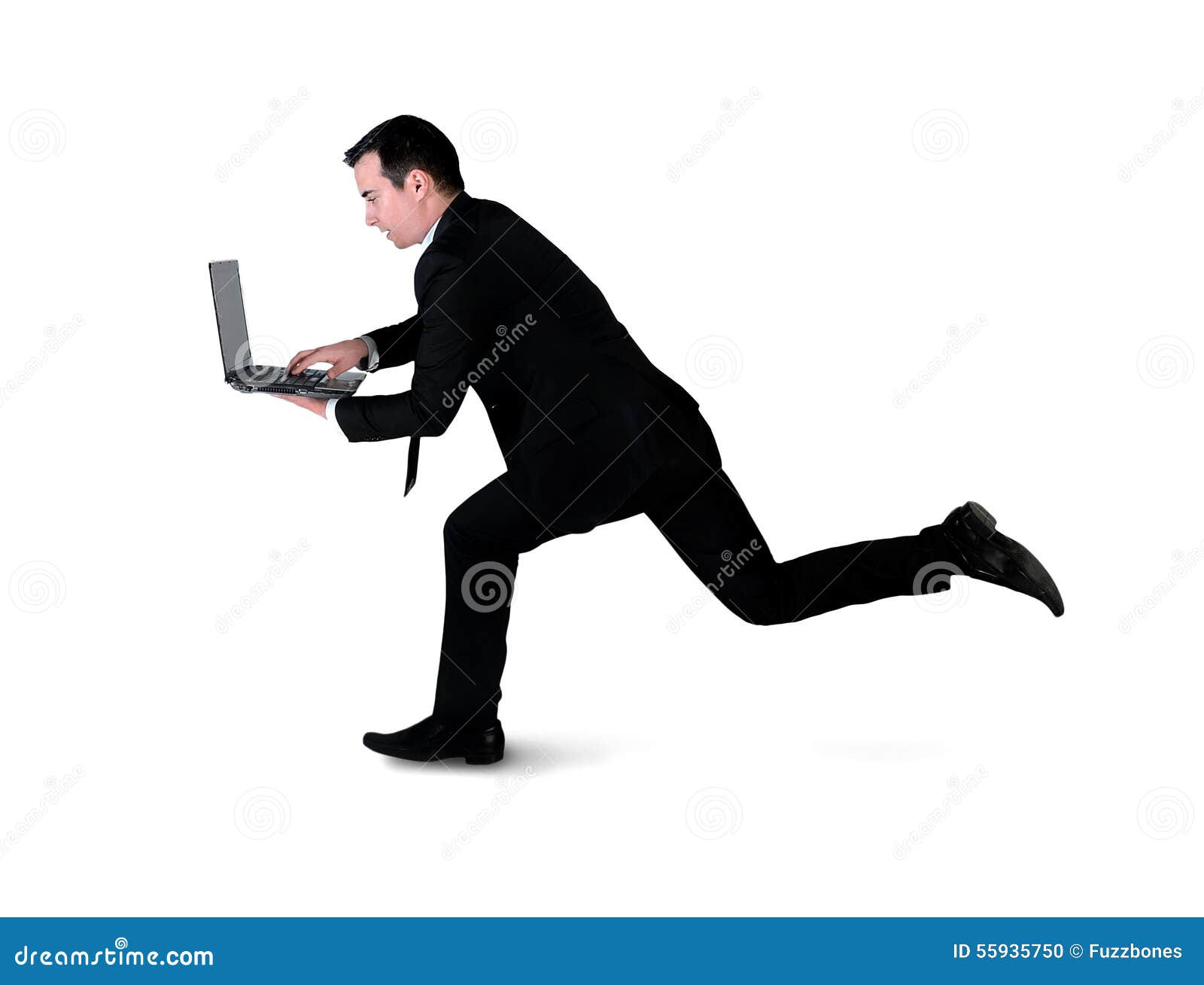 Business Man Run with Laptop Stock Photo - Image of internet, move ...