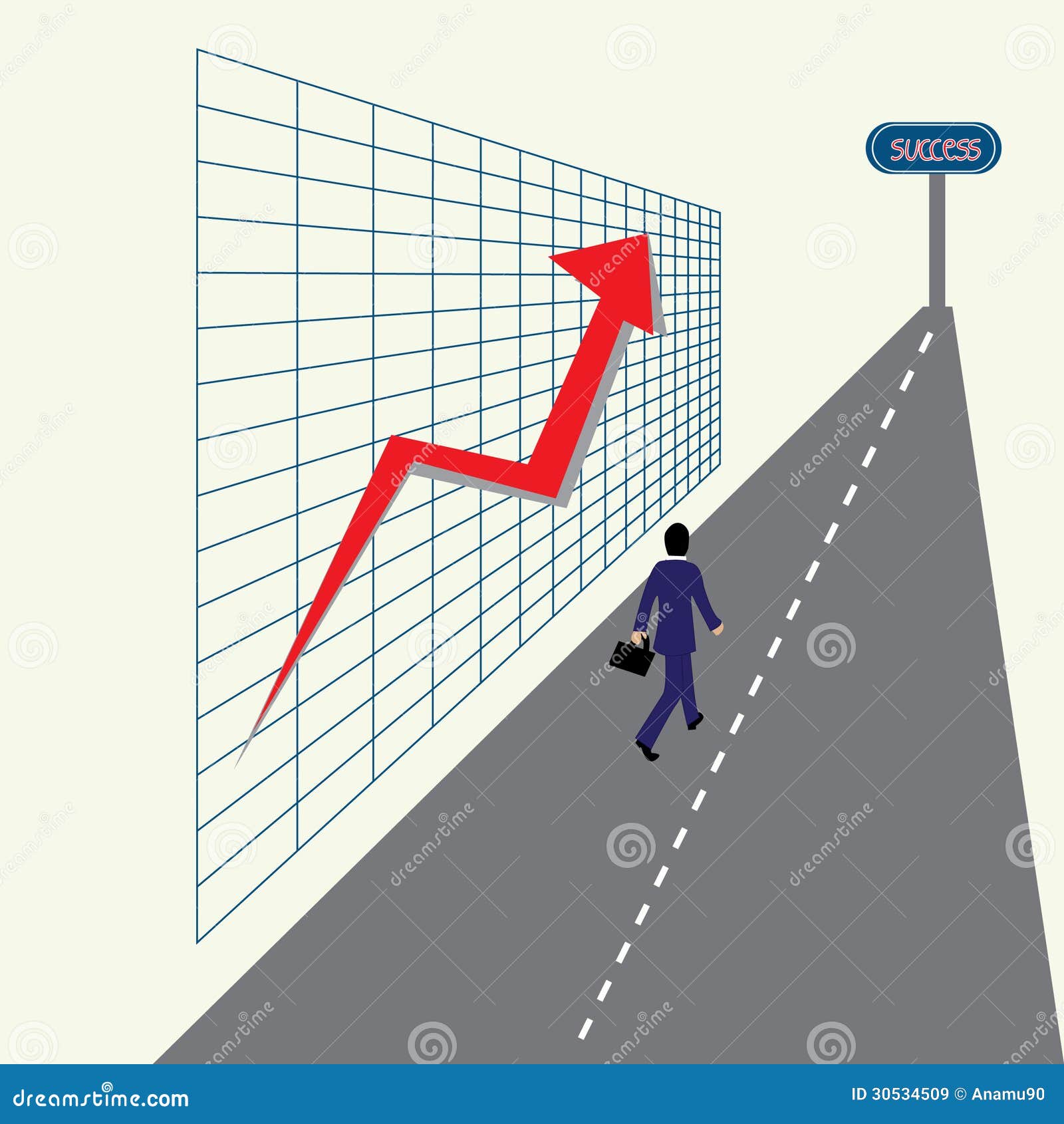 Business Man Running Down the Road of Success Stock Illustration ...