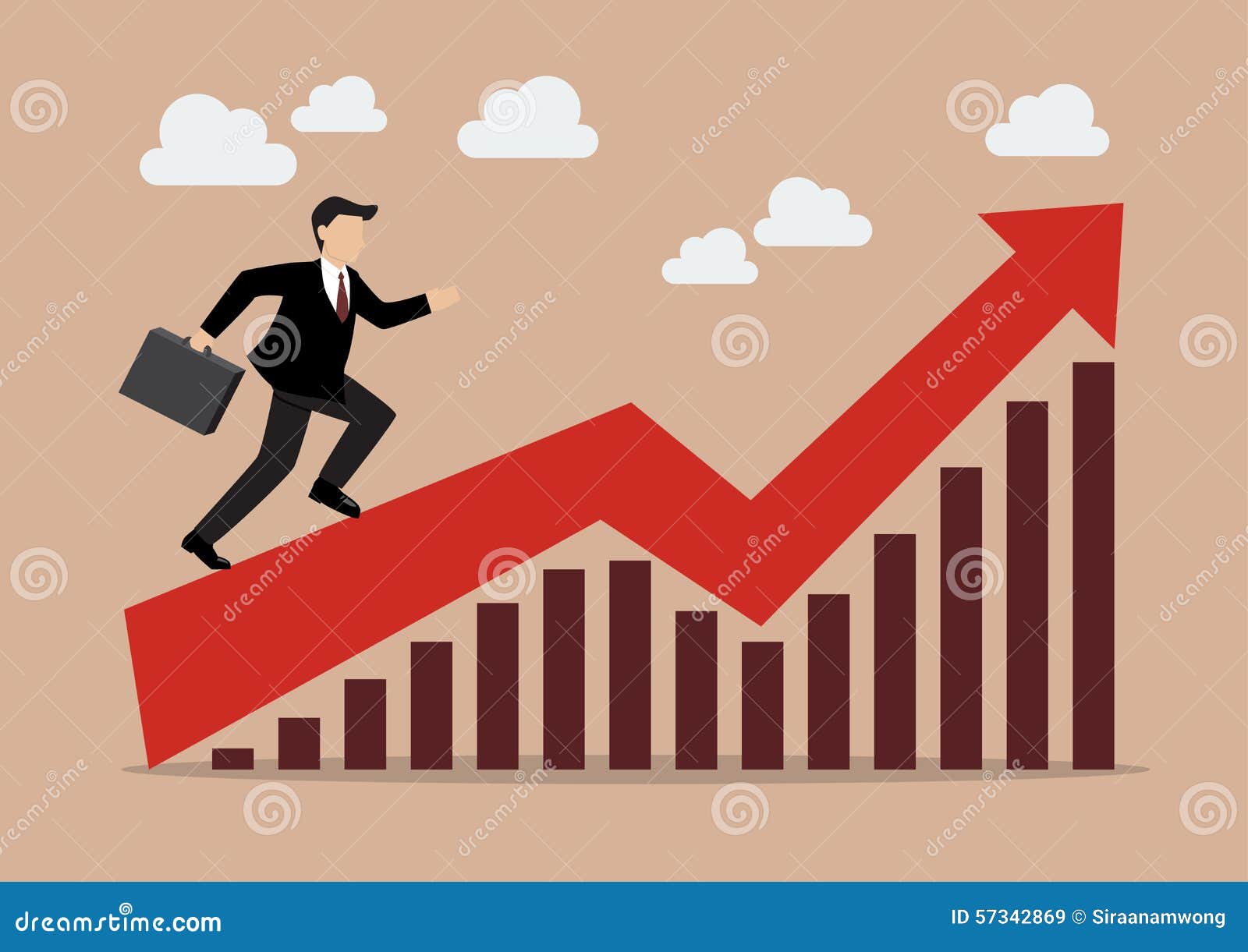 Business Man Running on Growing Graph Stock Vector - Illustration of ...