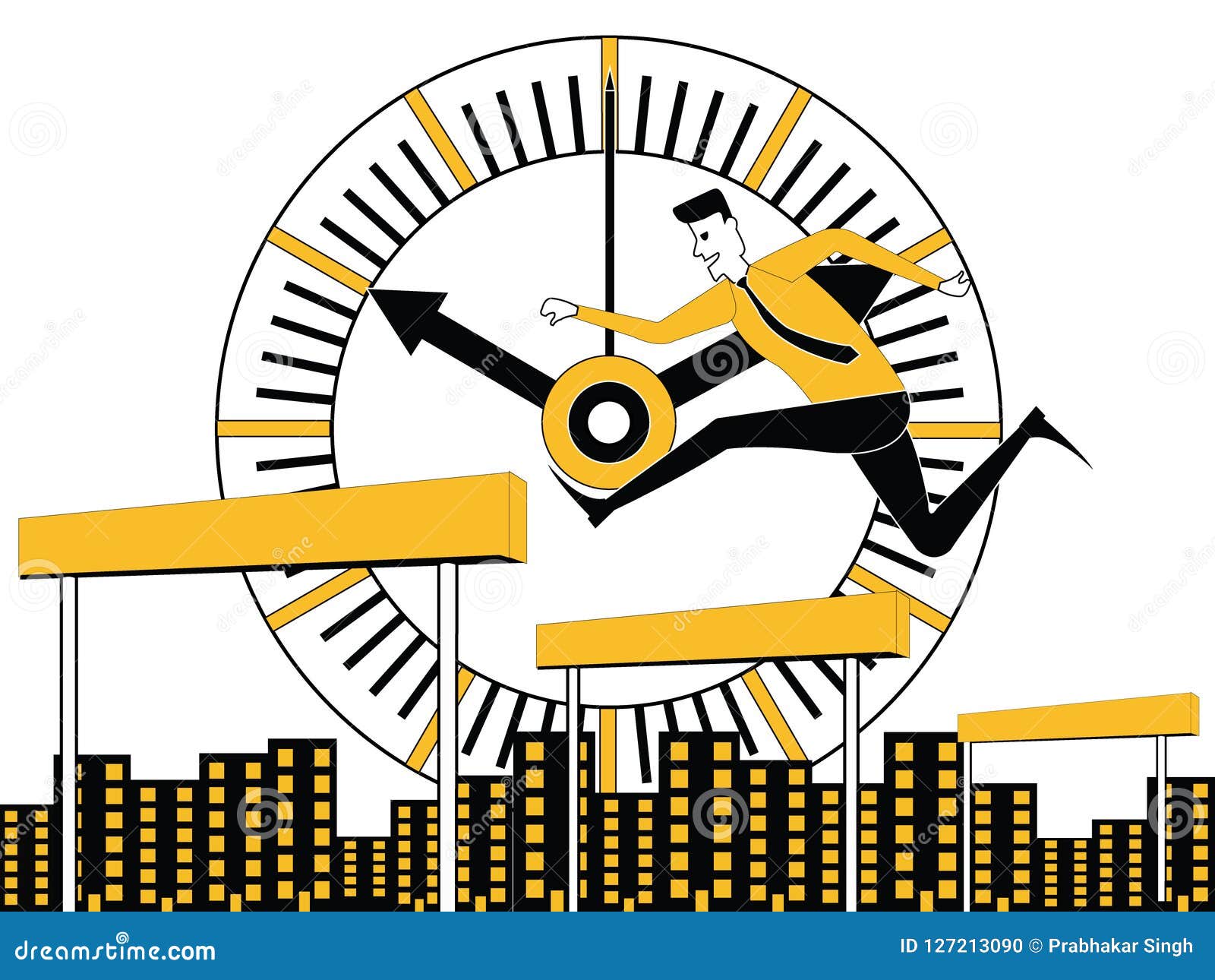 Business Man Running from Hurdle Stock Illustration - Illustration of ...