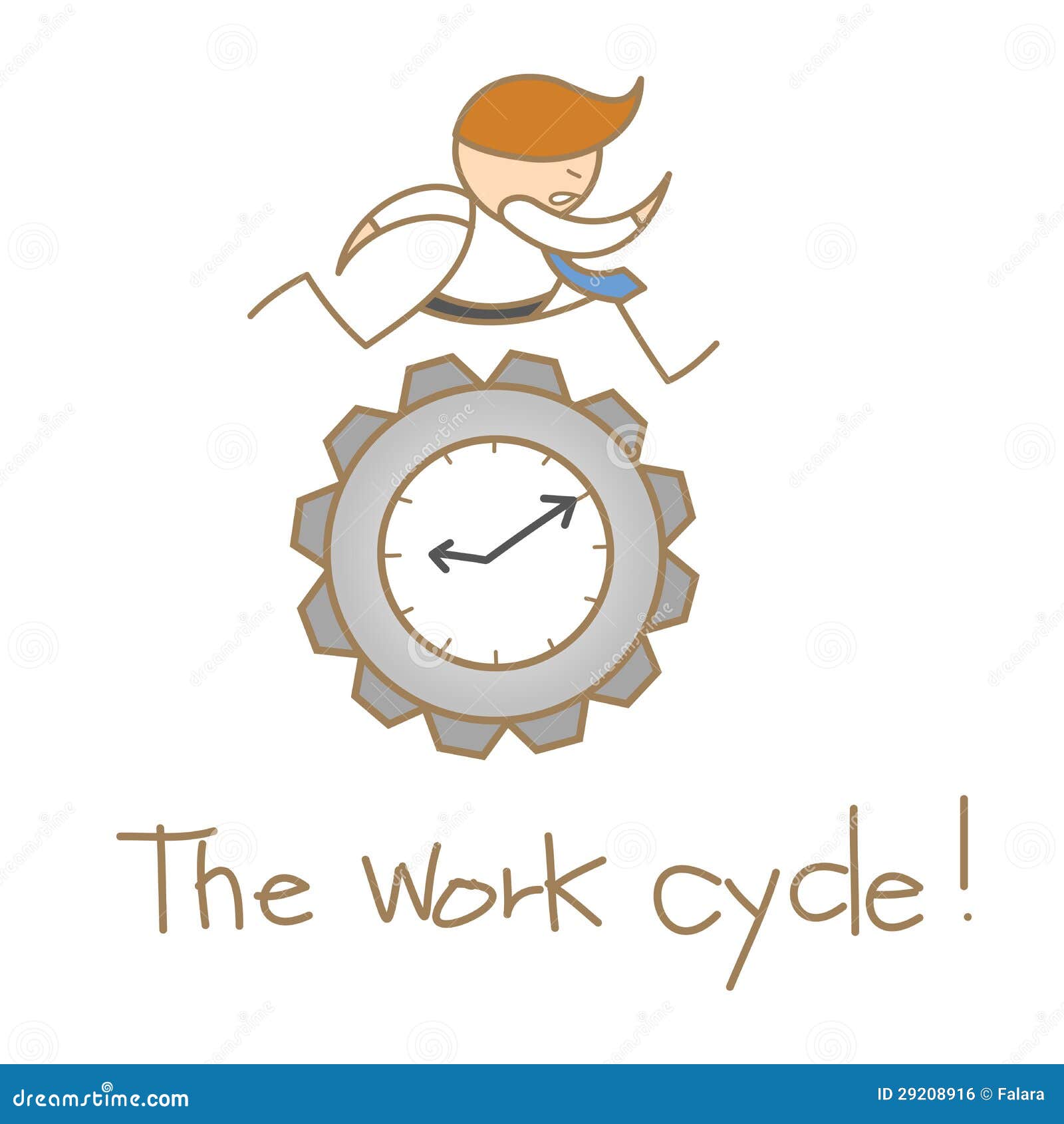 Business Man Running Over the Clock Gear Stock Vector - Illustration of ...