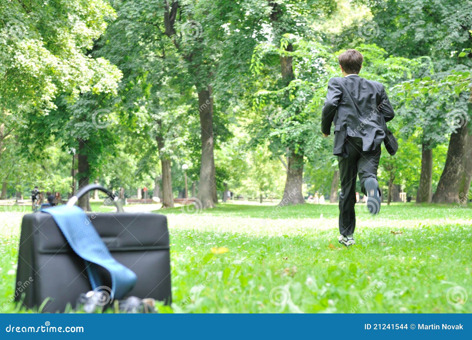 Business Man Running in Park - Escape Stock Photo - Image of positive ...