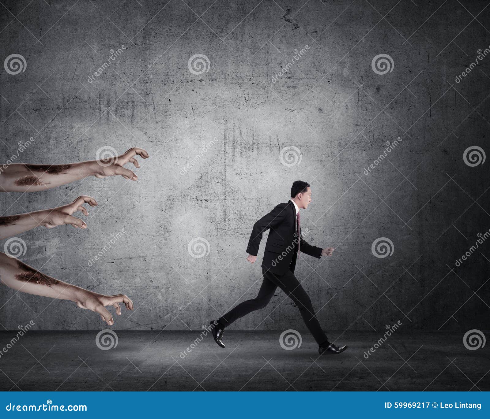 Business Man Running with Zombie Stock Image - Image of sport, asian ...