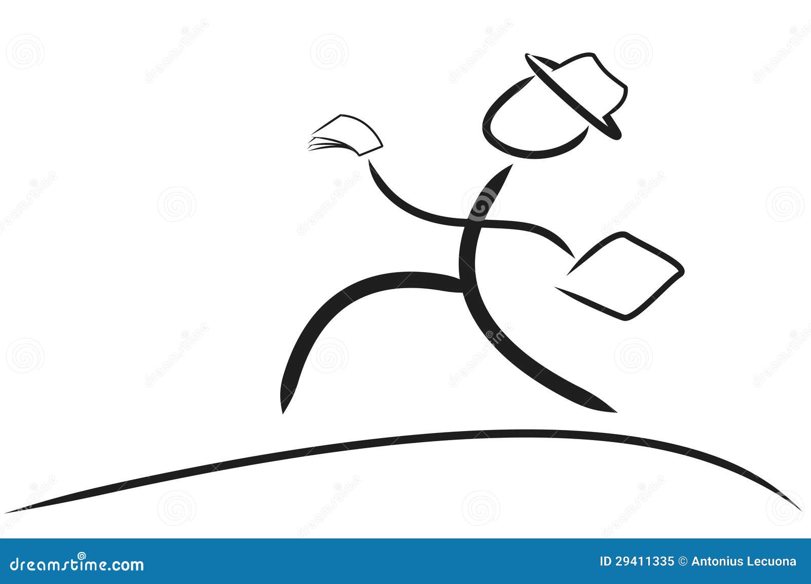 Business man in a rush stock vector. Illustration of stick - 29411335