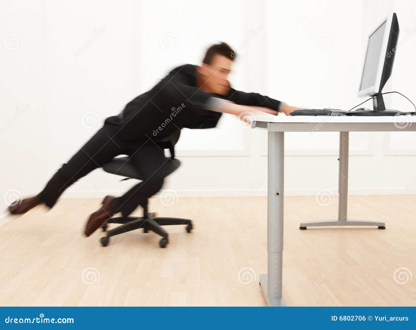 Business Man Rushing Towards Computer Stock Photo - Image of caucasian ...