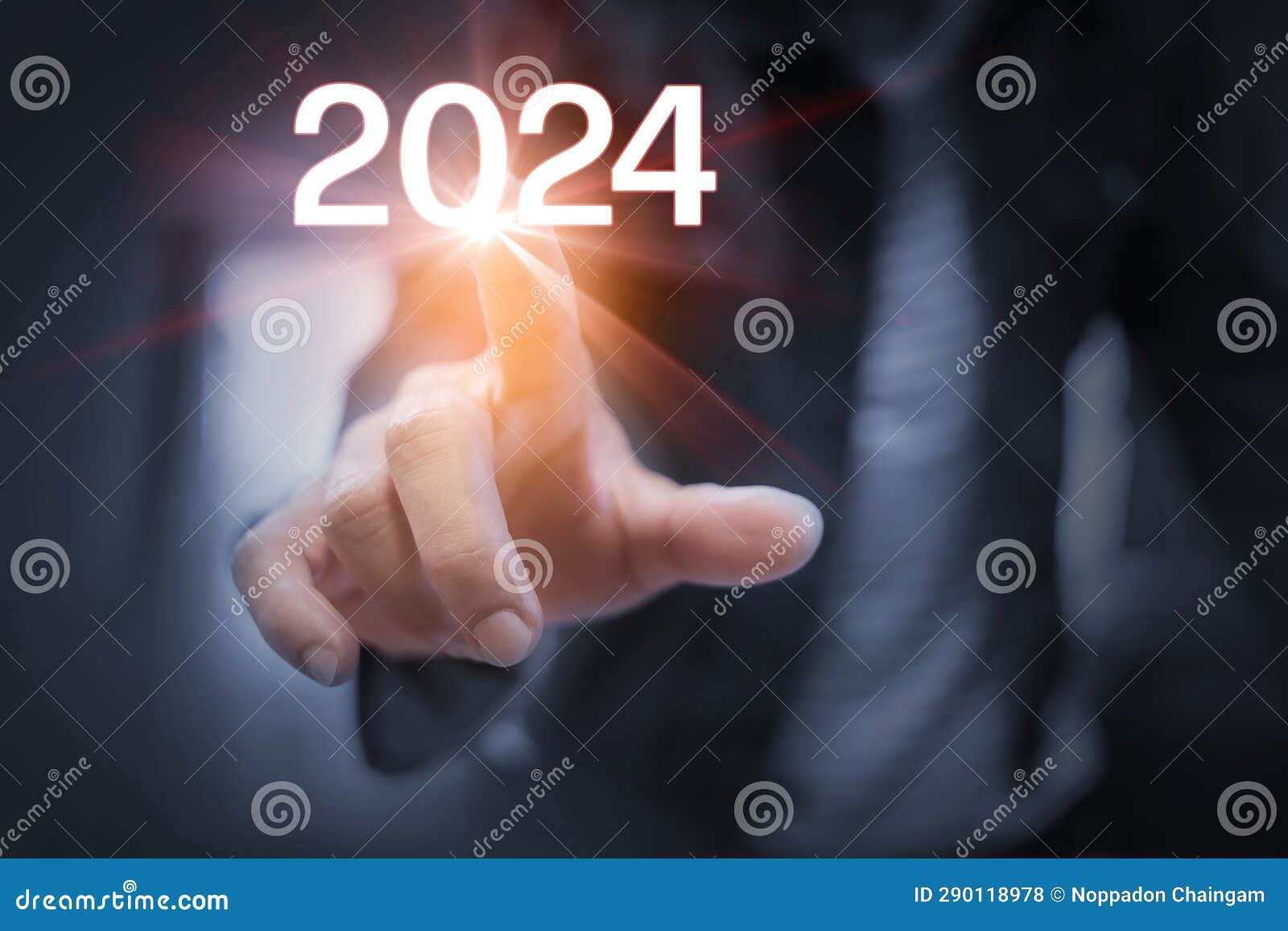Business Man S Hands Touching the Year 2024. Stock Photo - Image of ...