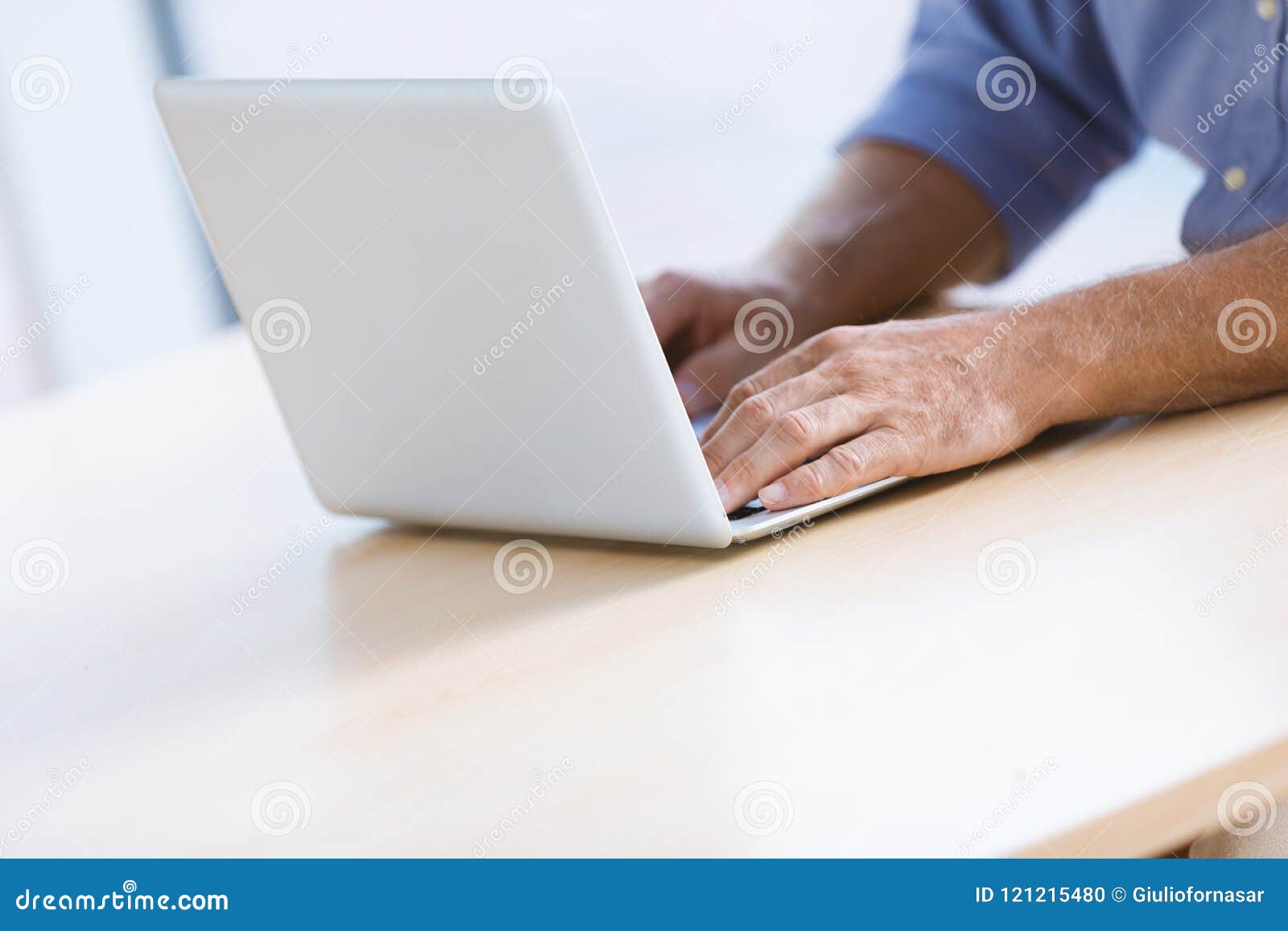Business Man`s Hands Typing Away on Laptop Computer Keyboard. Stock ...