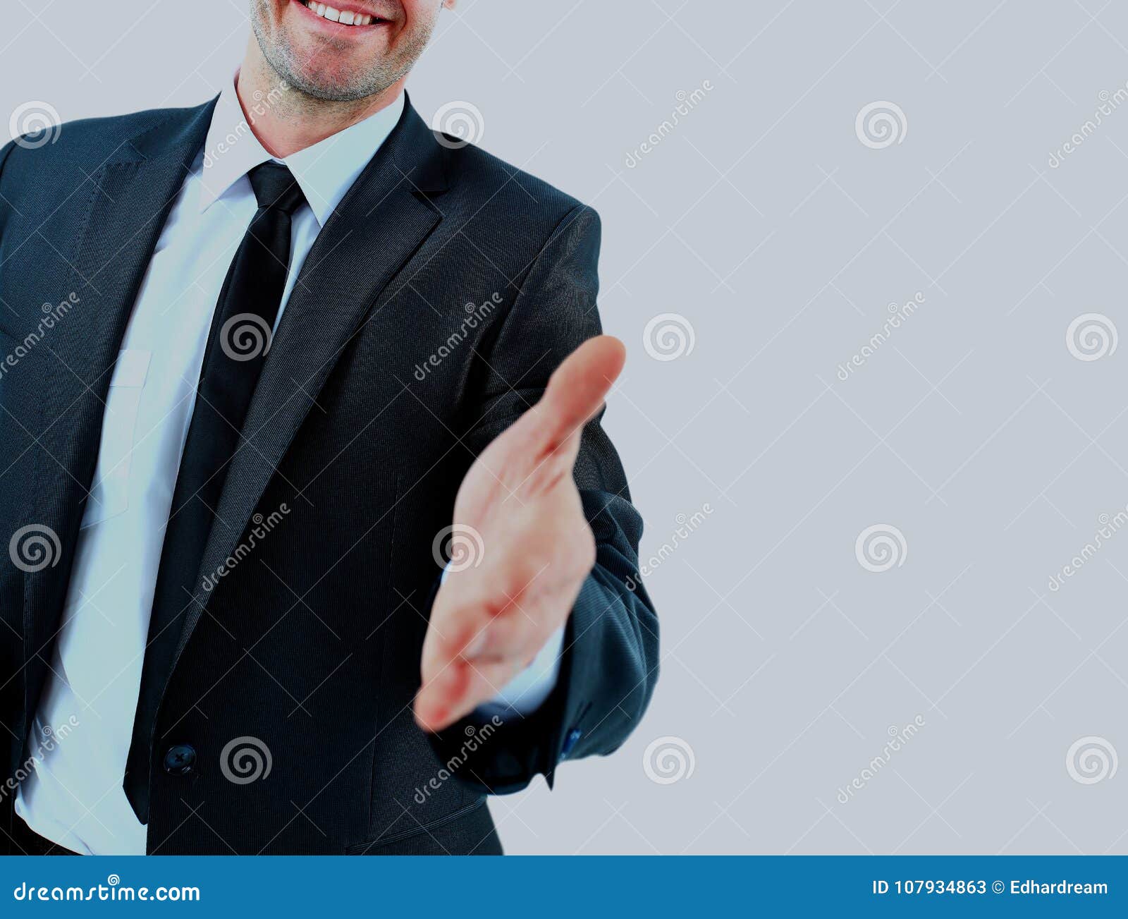 Business Man Saying Welcome and Giving Hand. Stock Image - Image of ...