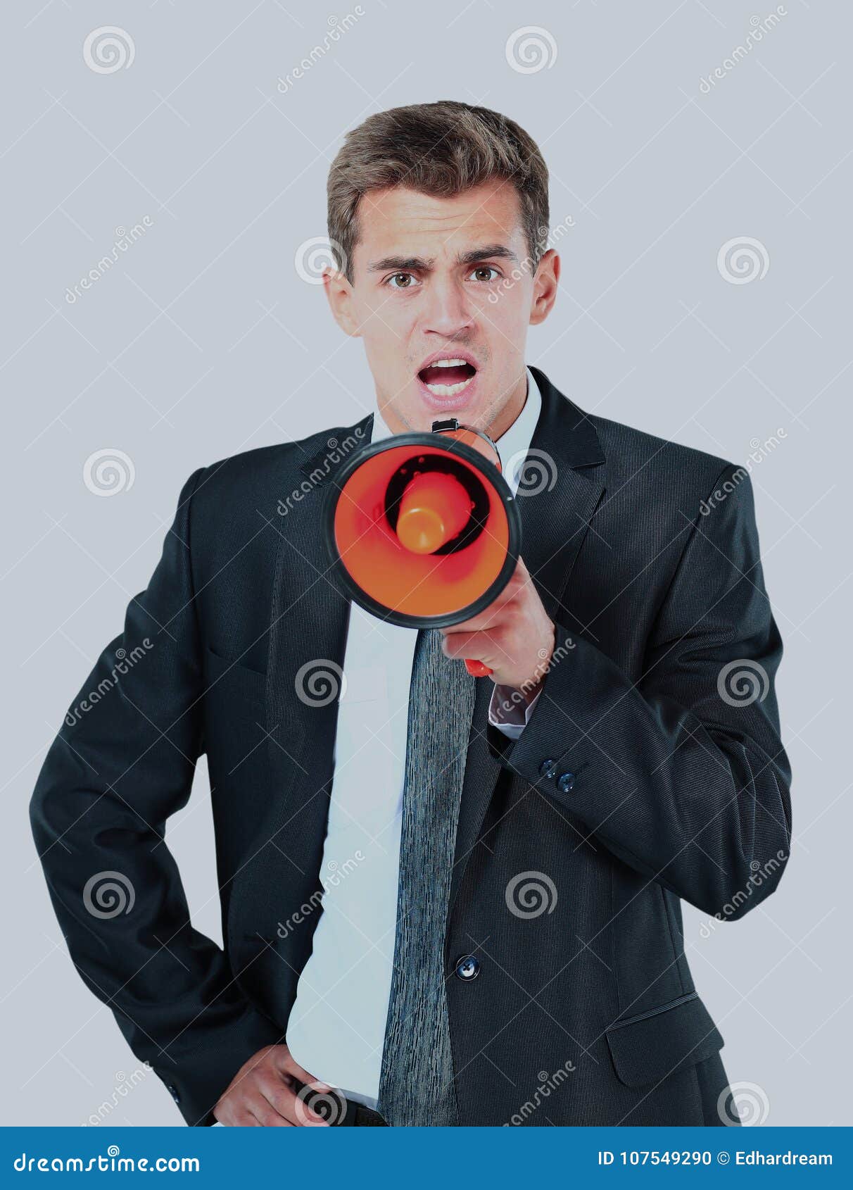 Business Man Screaming Loudly in a Megaphone. Stock Photo - Image of ...