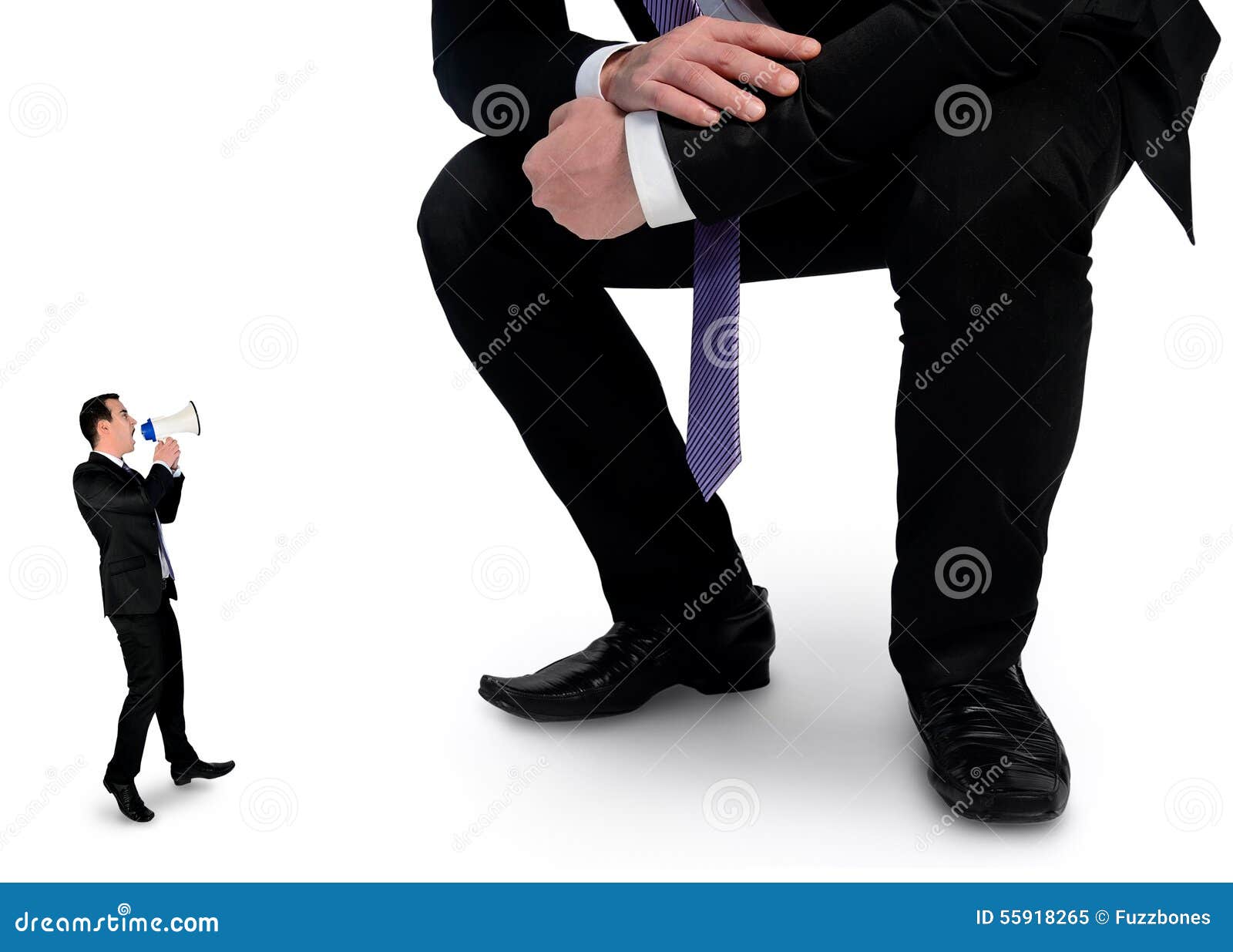 Business Man Screaming on Megaphone at Boss Stock Image - Image of ...