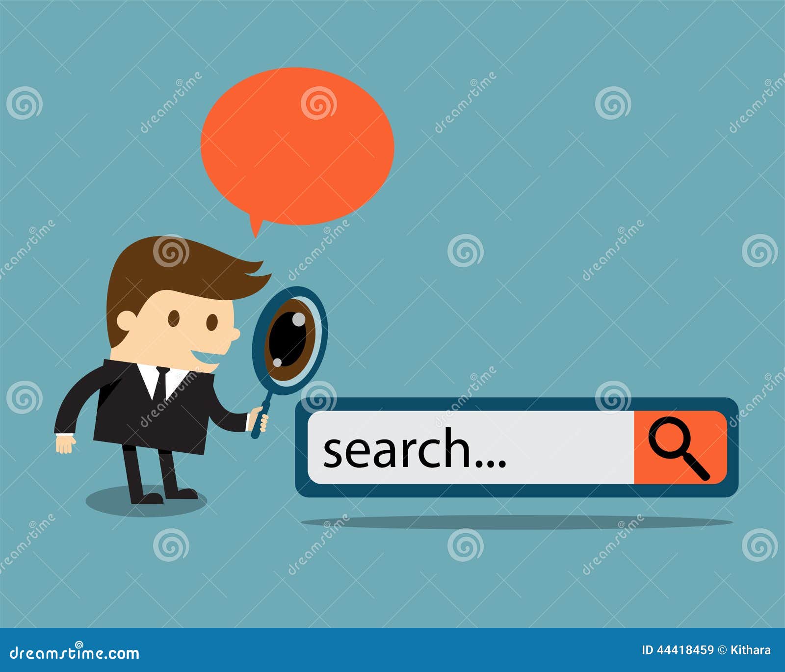 Business Man with Search Engine Button Stock Vector - Illustration of ...