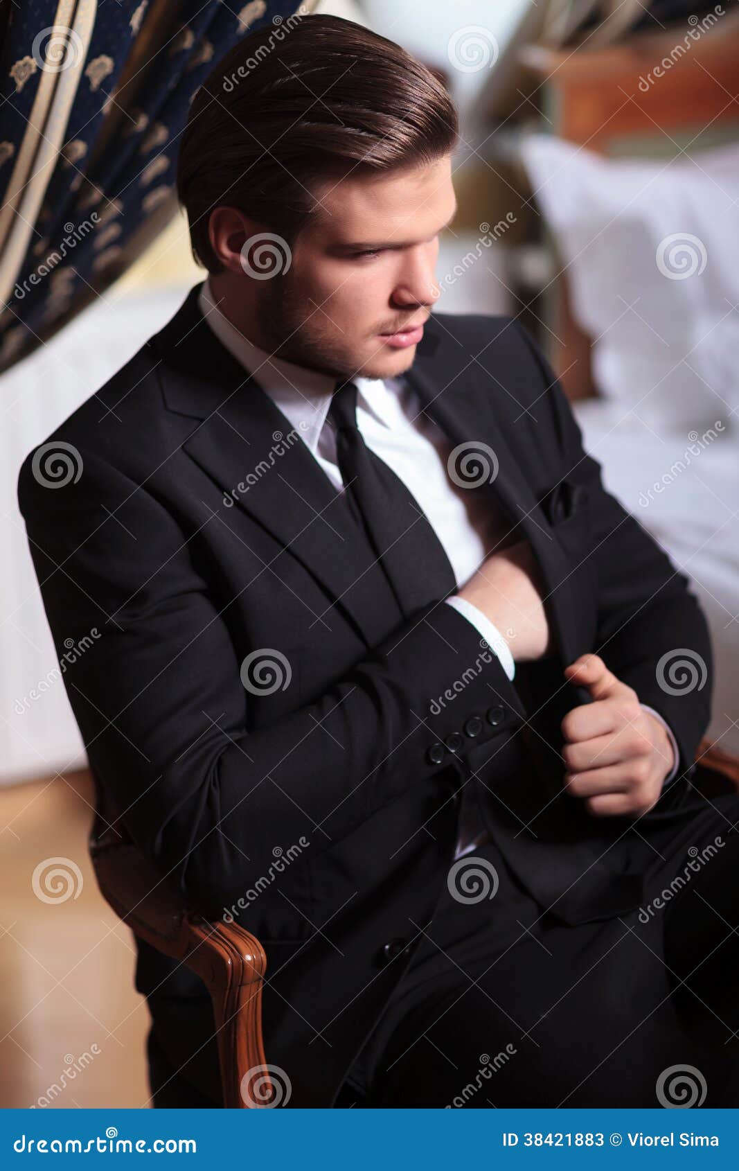 Business Man Searches in Inside Pocket Stock Image - Image of male ...