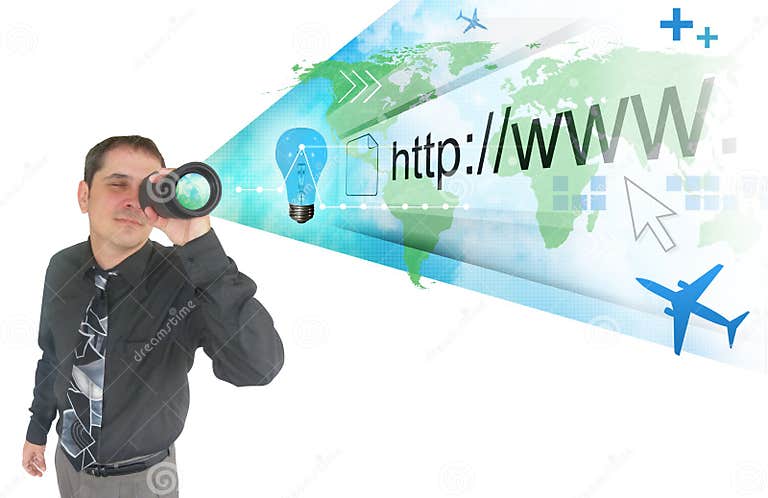 Business Man Searching on Projected Internet Stock Image - Image of ...