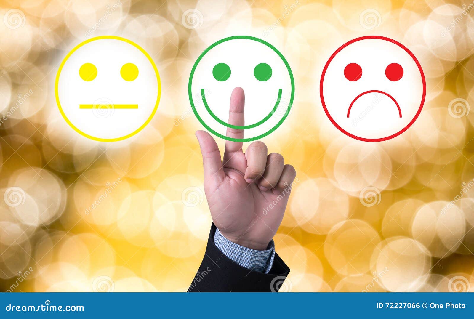 Business Man Select Happy on Satisfaction Evaluation? Stock Photo ...