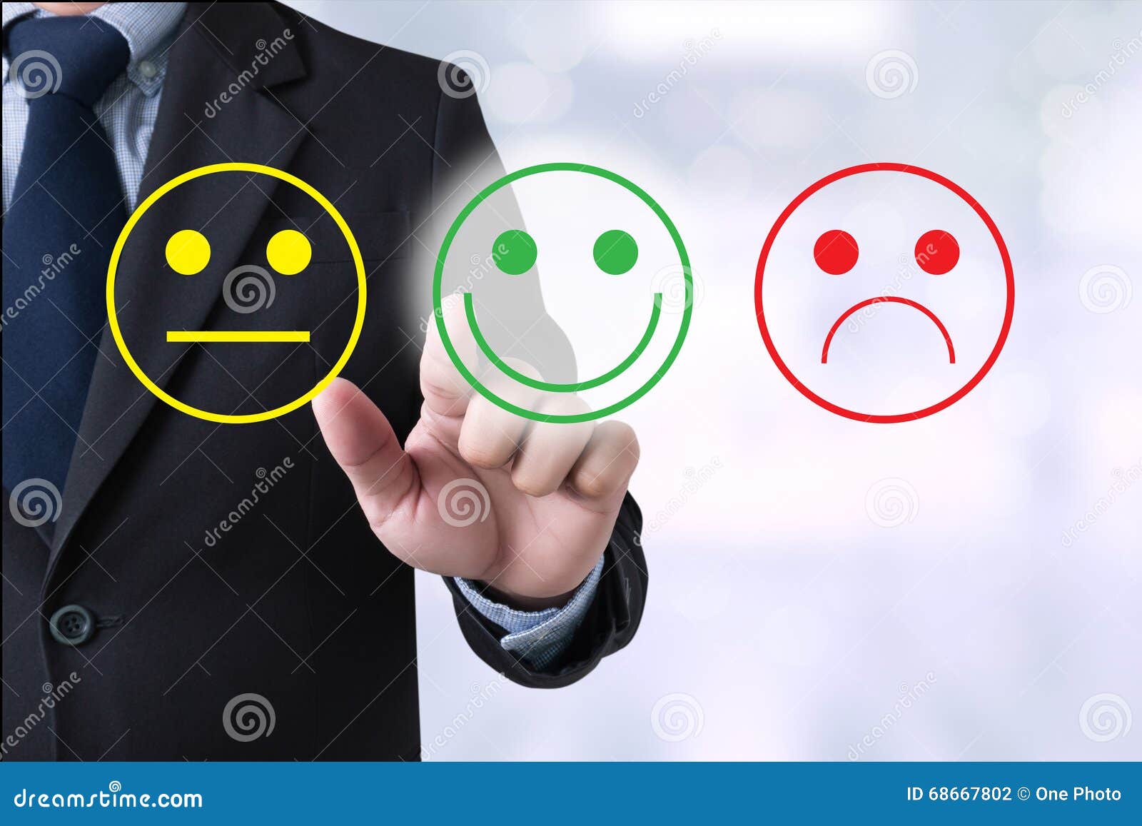 Business Man Select Happy on Satisfaction Evaluation? Stock Photo ...