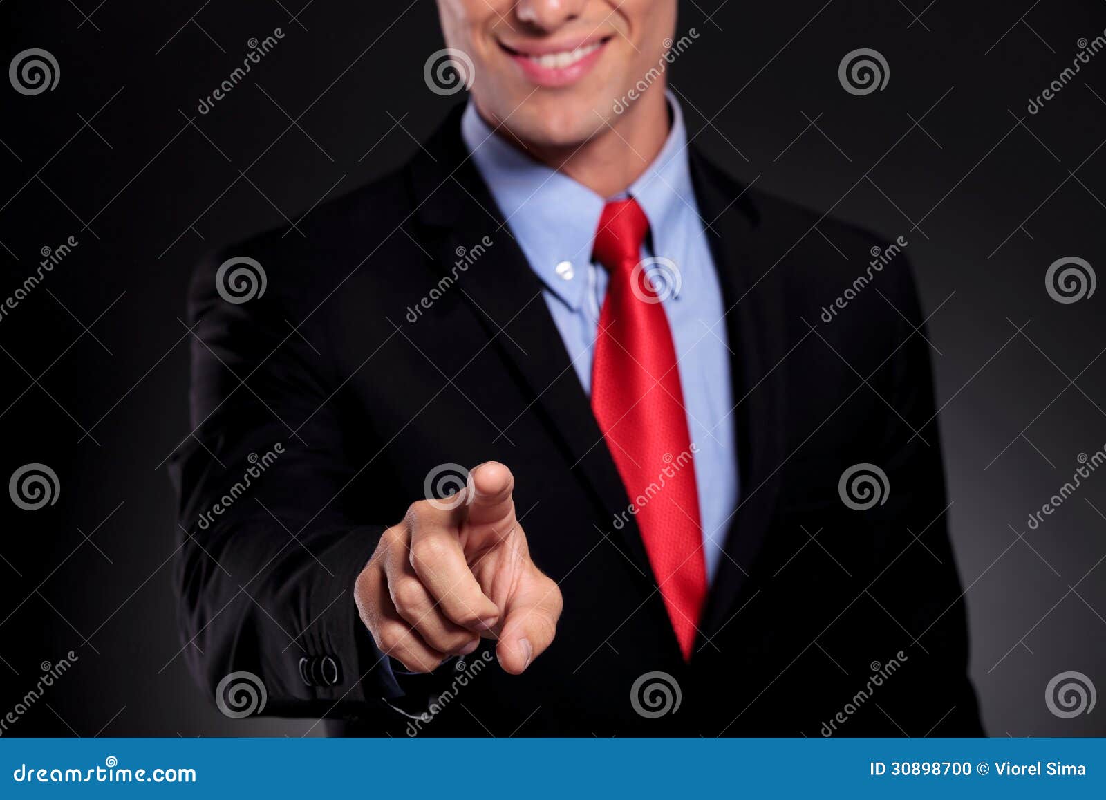Business Man Selects Something Stock Photo - Image of push, confident ...