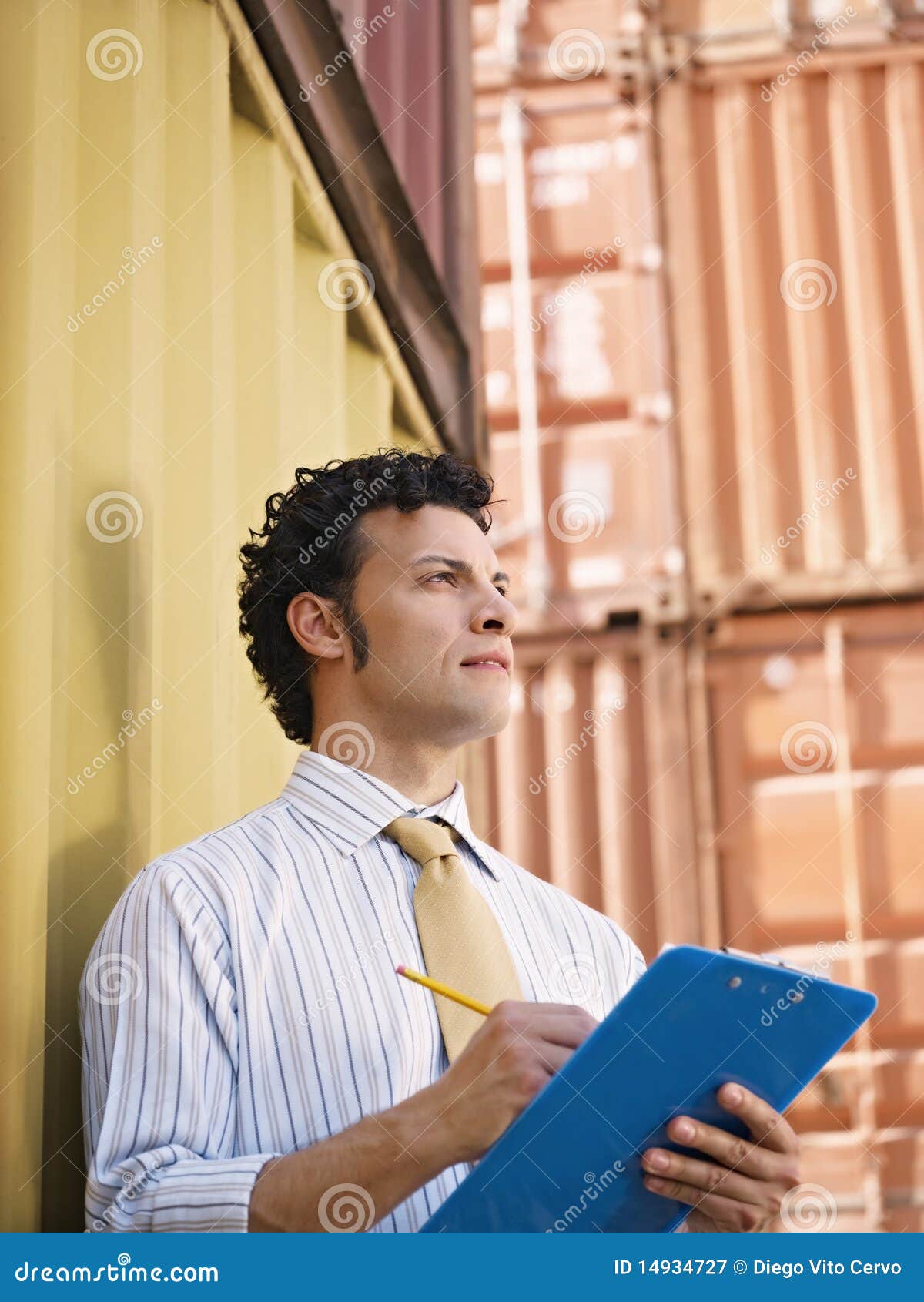 Business Man with Shipping Containers Stock Image - Image of commerce ...
