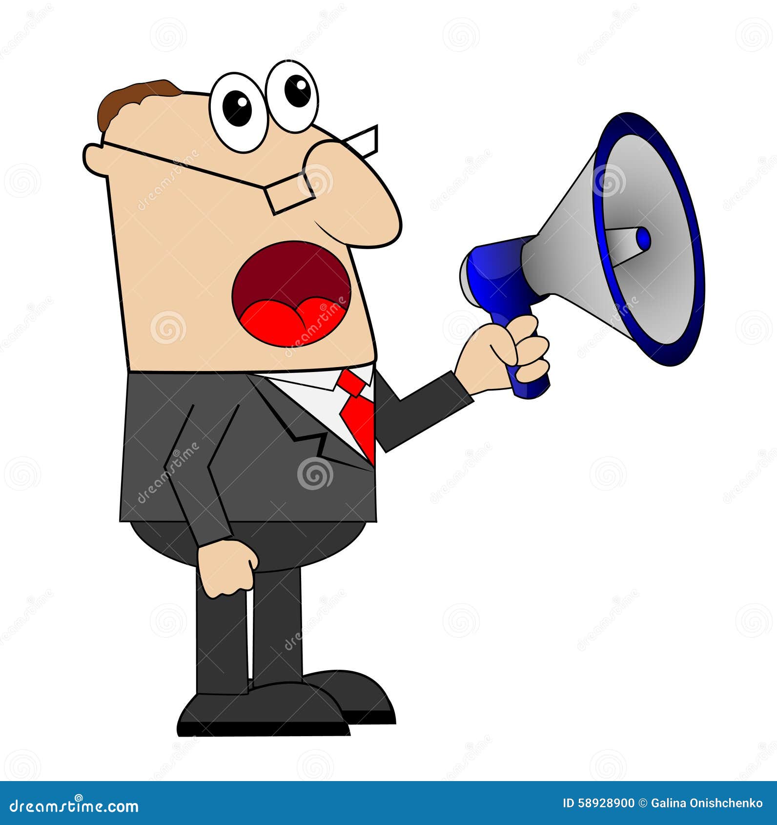 Business Man Shouting into a Loudspeaker Stock Vector - Illustration of ...