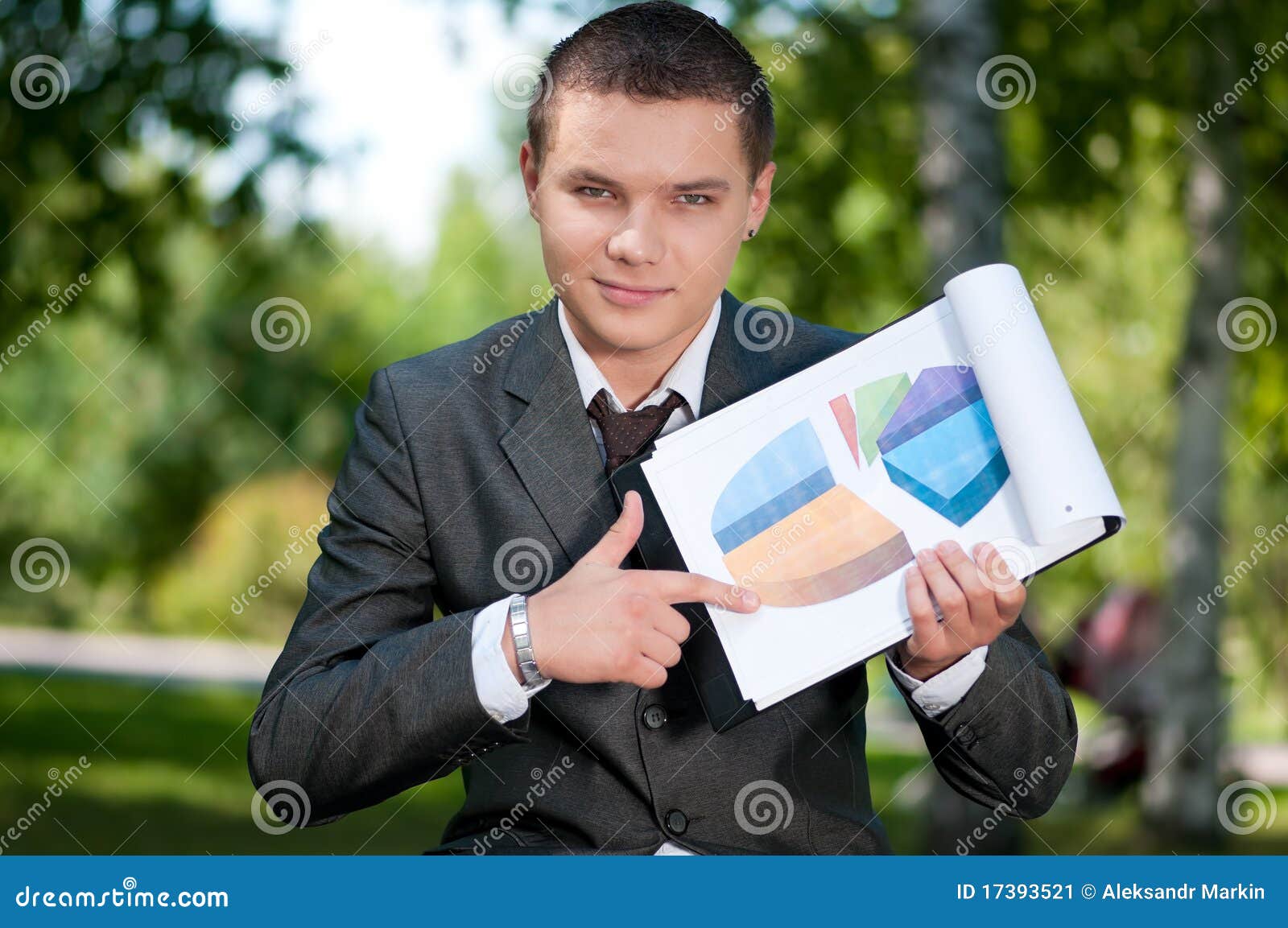 Business Man Show Graph at Park. Student Stock Image - Image of planner ...