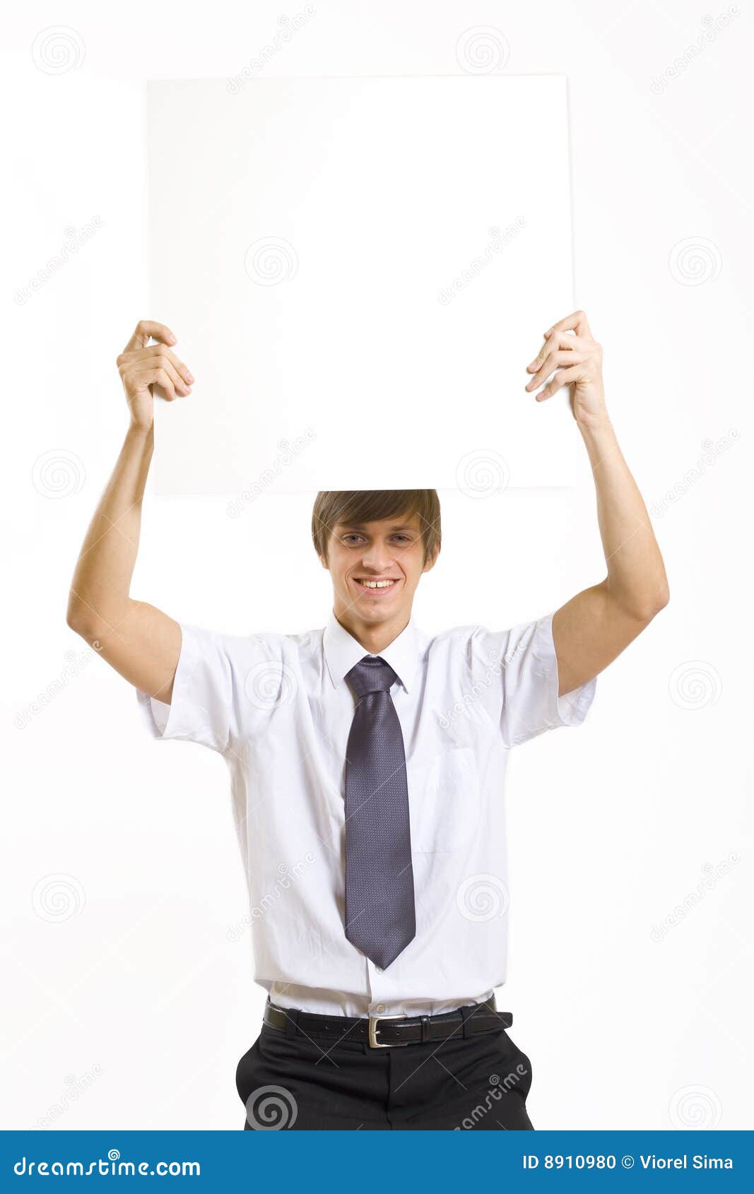 Business Man Showing a Blank Board Stock Photo - Image of card ...