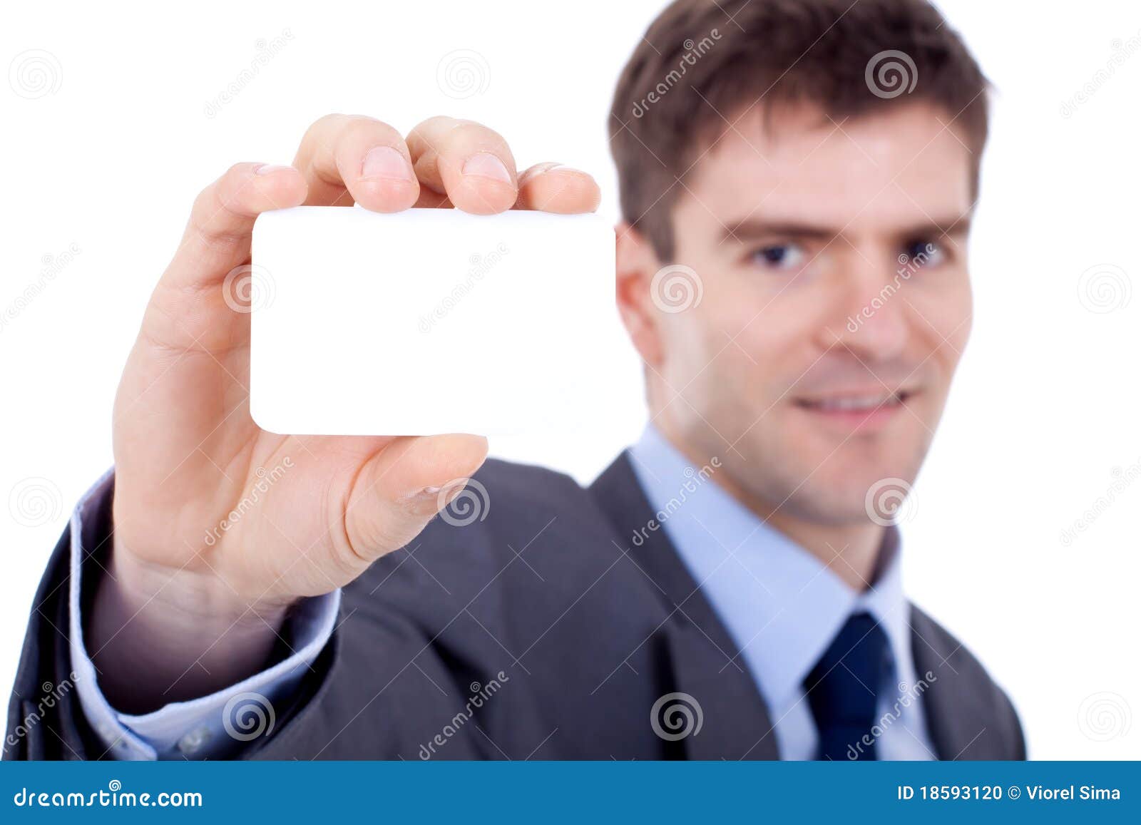Business Man Showing a Blank Card Stock Photo - Image of copy, close ...