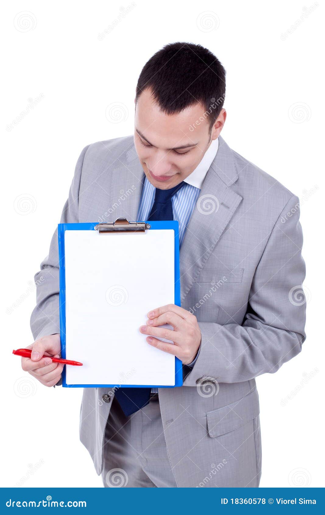 Business Man Showing Clipboard Stock Photo - Image of advertise, happy ...