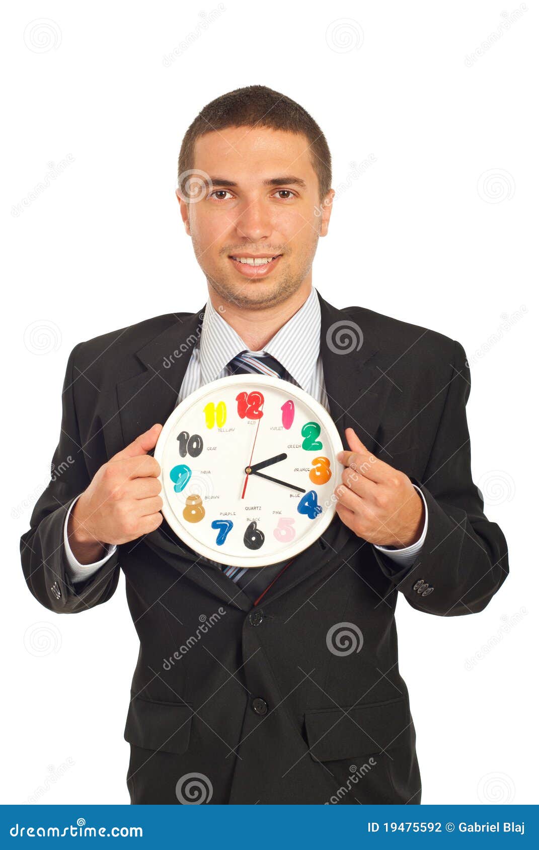 Business man showing clock stock photo. Image of interior - 19475592