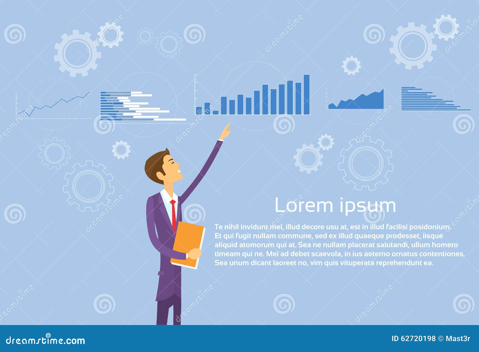 Business Man Showing Finance Chart Graph Flat Stock Vector ...
