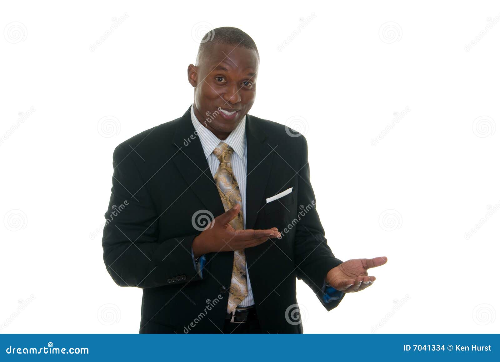 Business Man Showing Product Sample Stock Photo - Image of adult, black ...