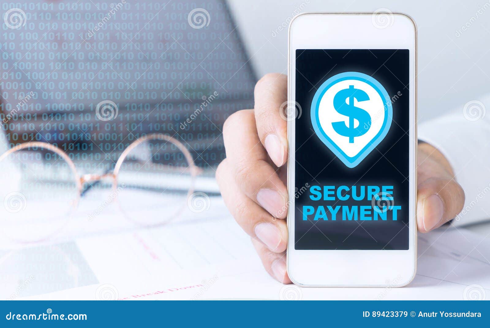 Business Man Showing a Secured Payment Stock Image - Image of secure ...