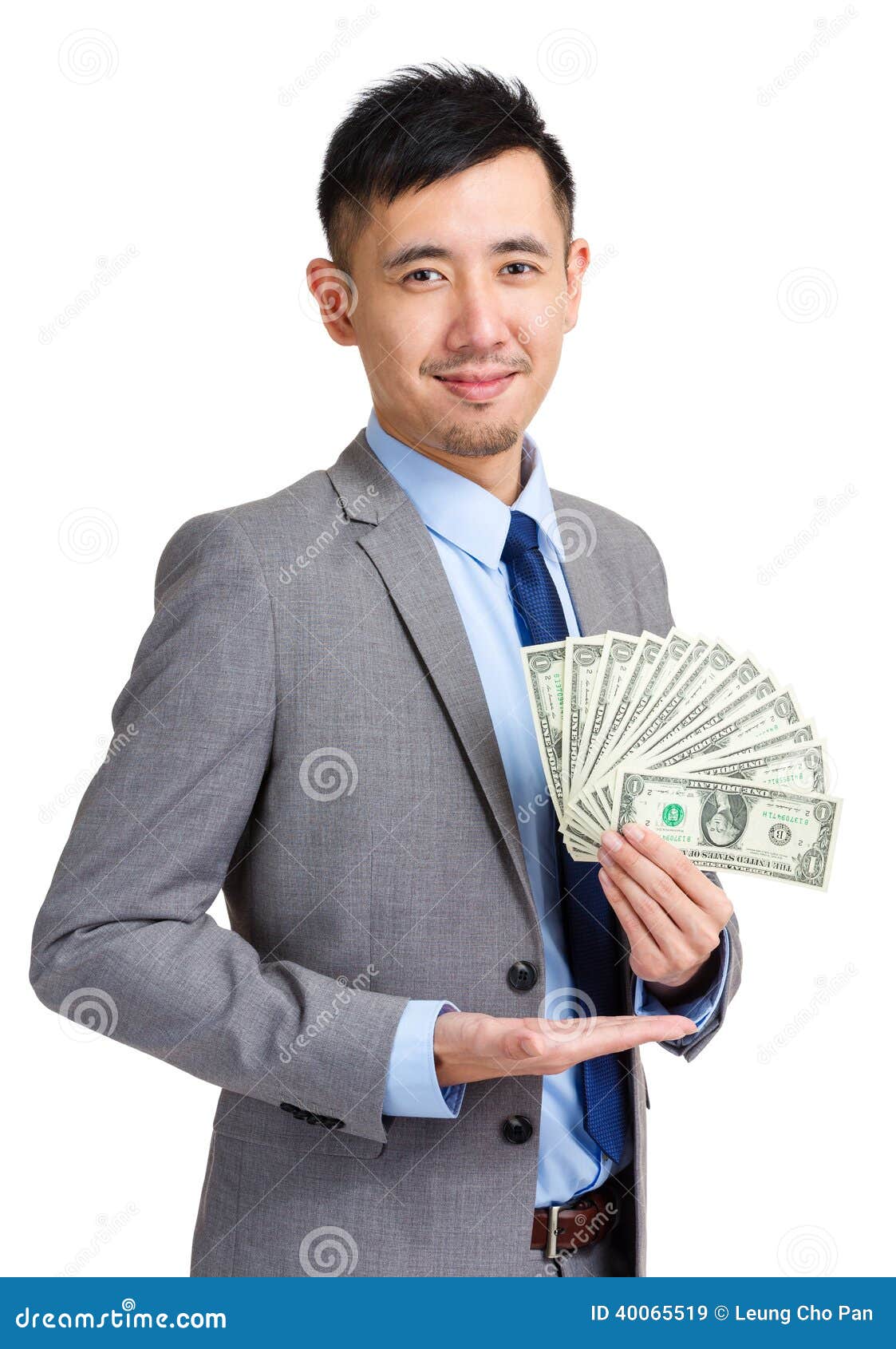 Business Man Showing Spread of Cash Stock Image - Image of displaying ...
